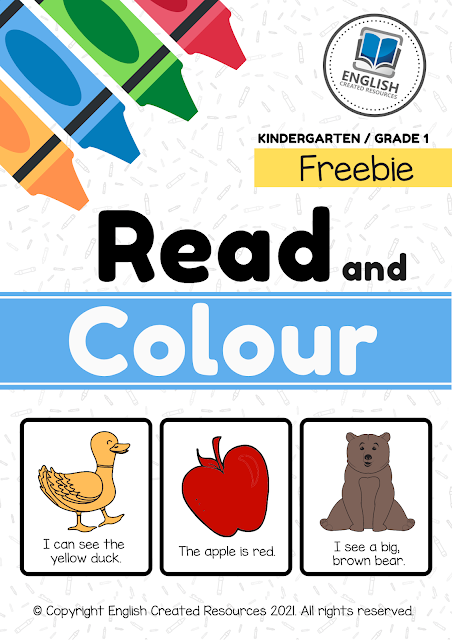Read and Colour Worksheets KG & Grade 1 – English Created Resources