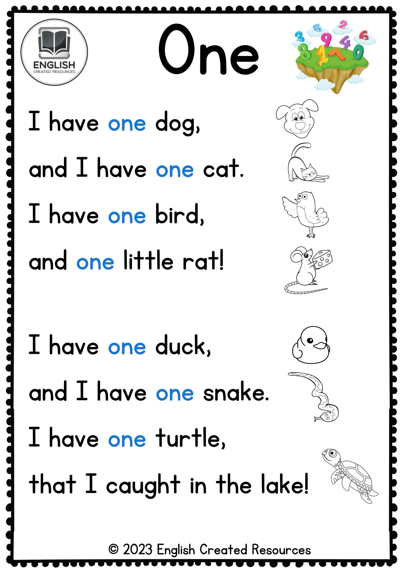 Number Word Poems – English Created Resources