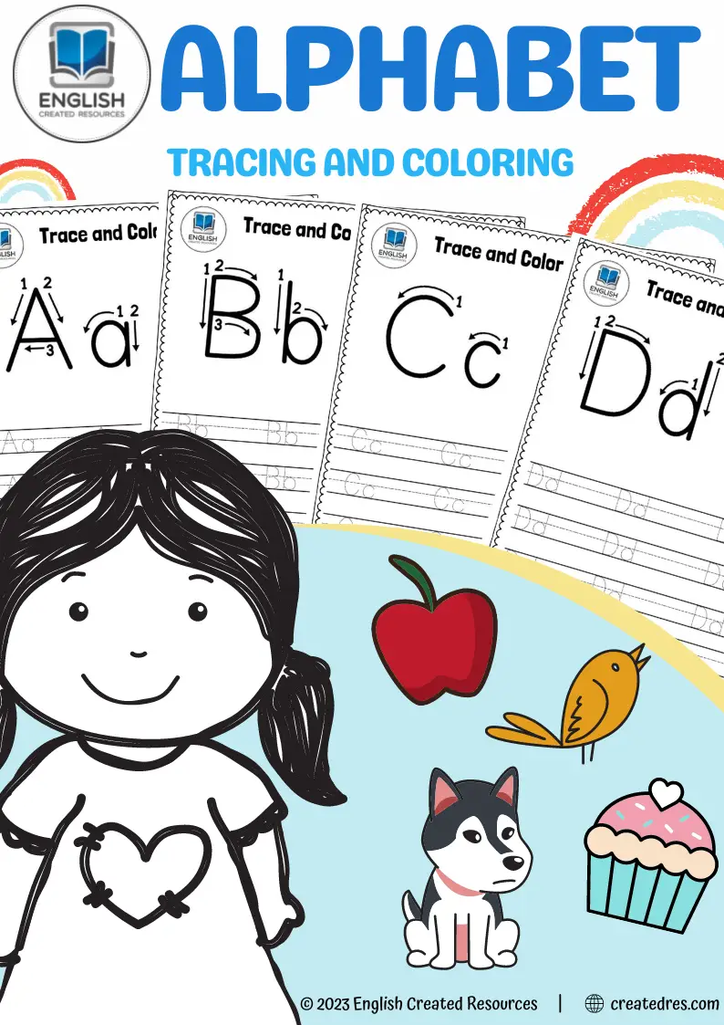 Alphabet Tracing and Coloring Worksheets – English Created Resources