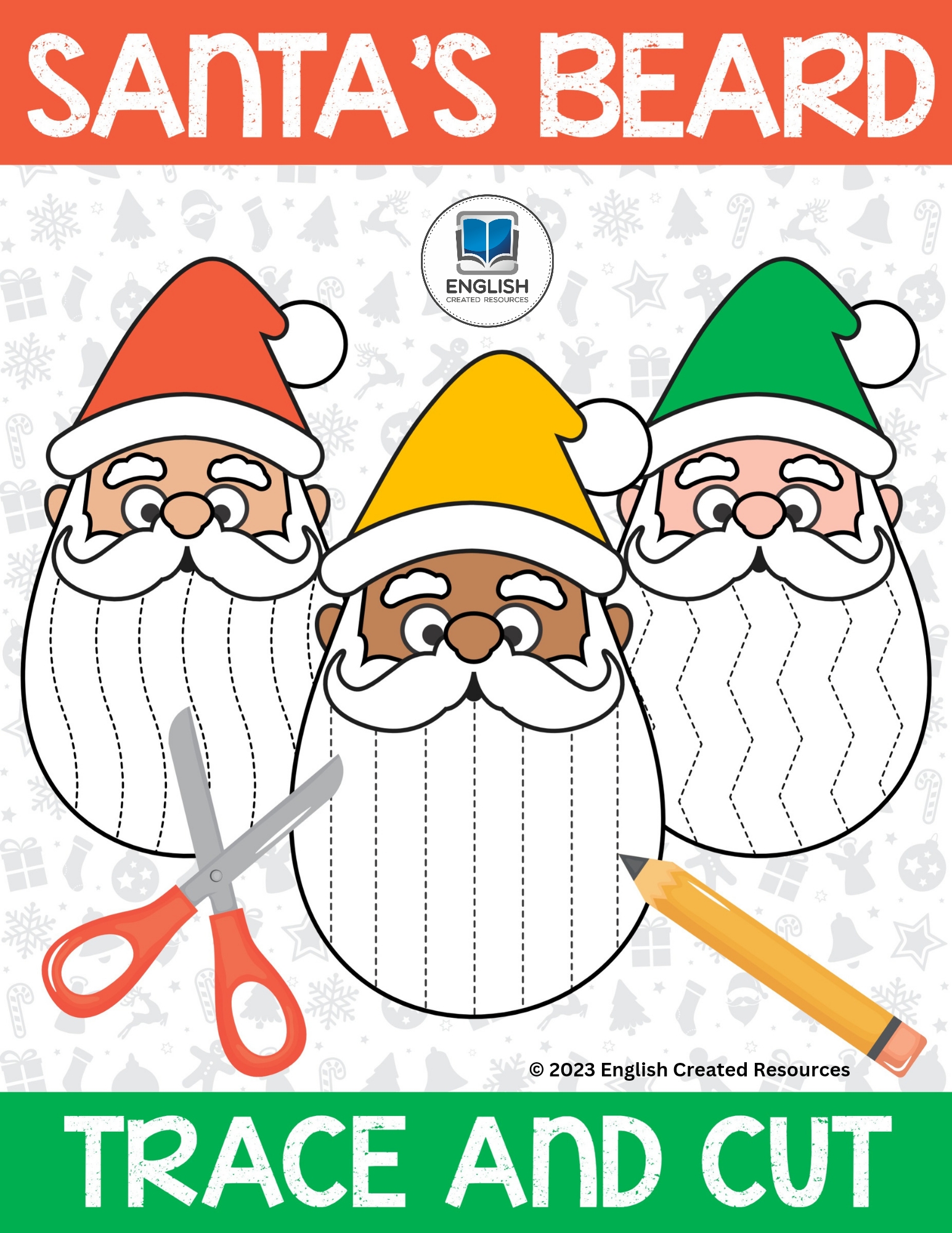 Santa’s Beard Scissors Skills – English Created Resources