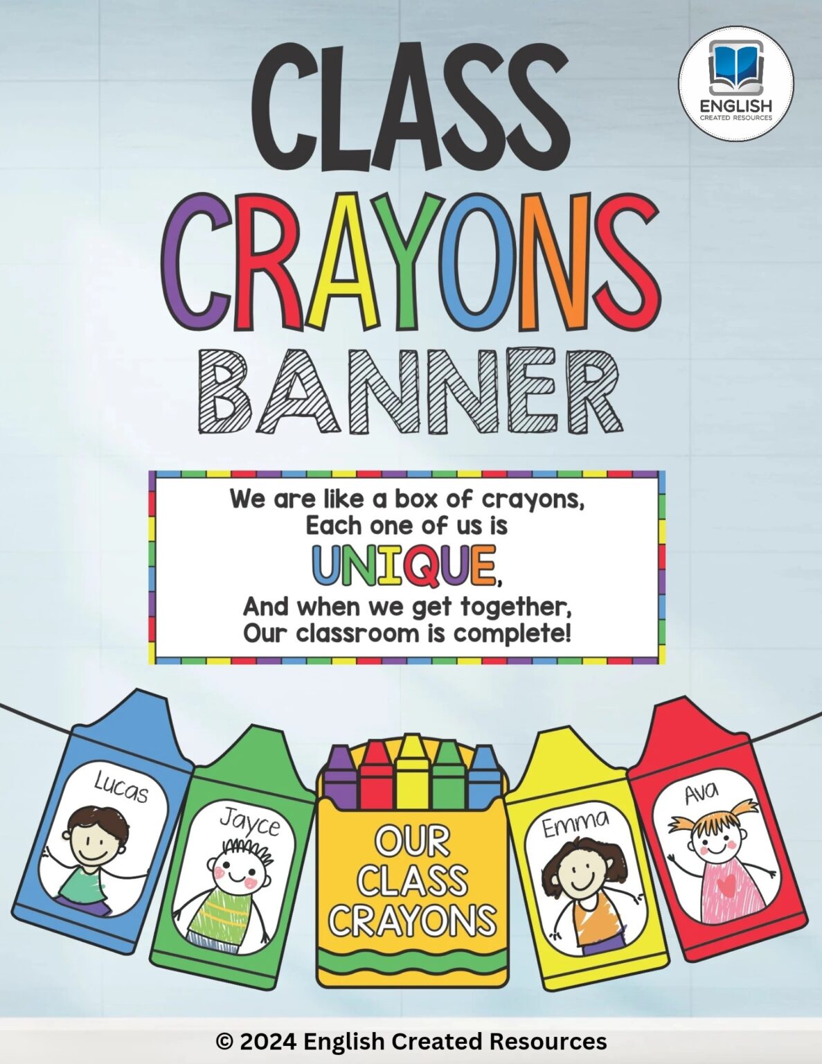 Crayon Theme Classroom Banner – English Created Resources
