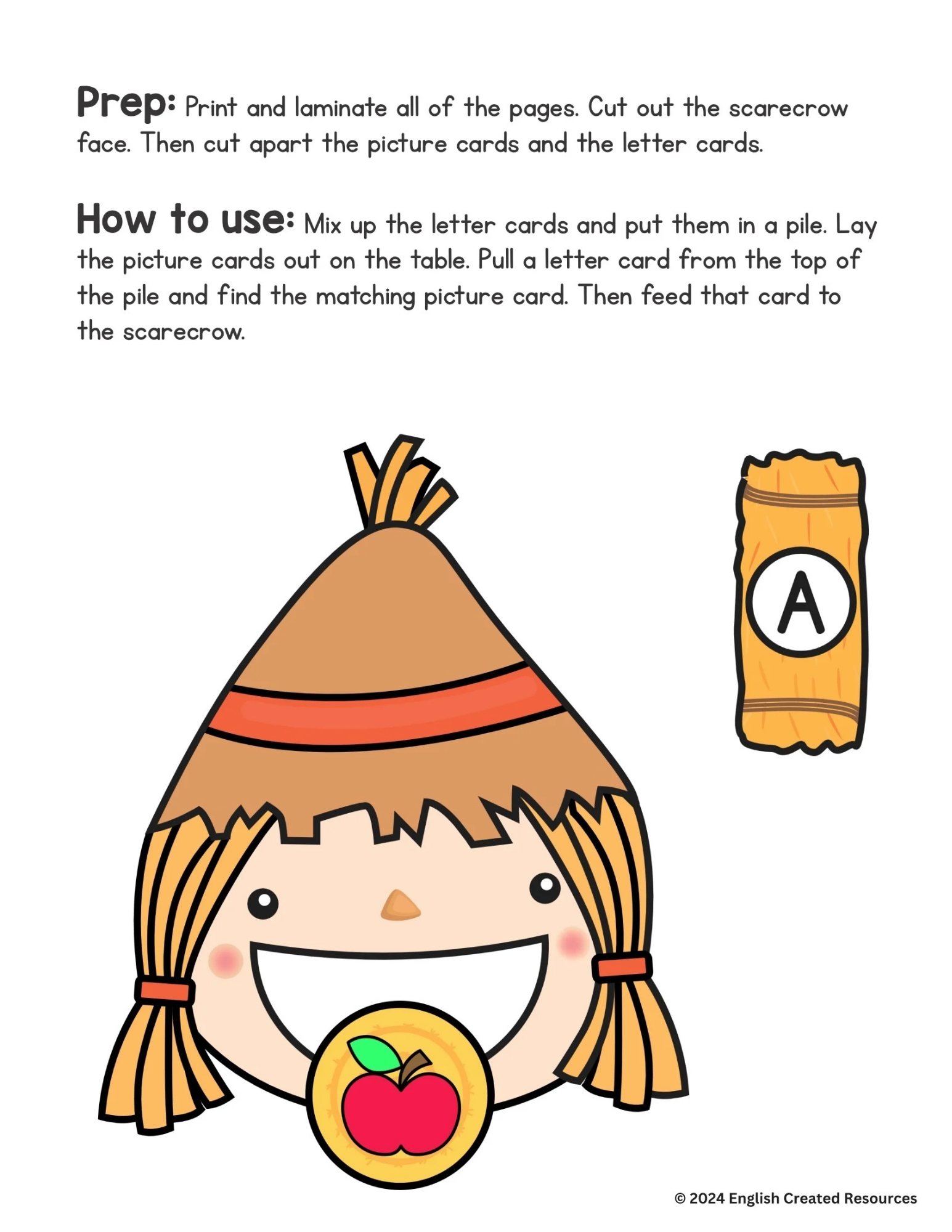 Feed the Scarecrow Alphabet Activity – English Created Resources