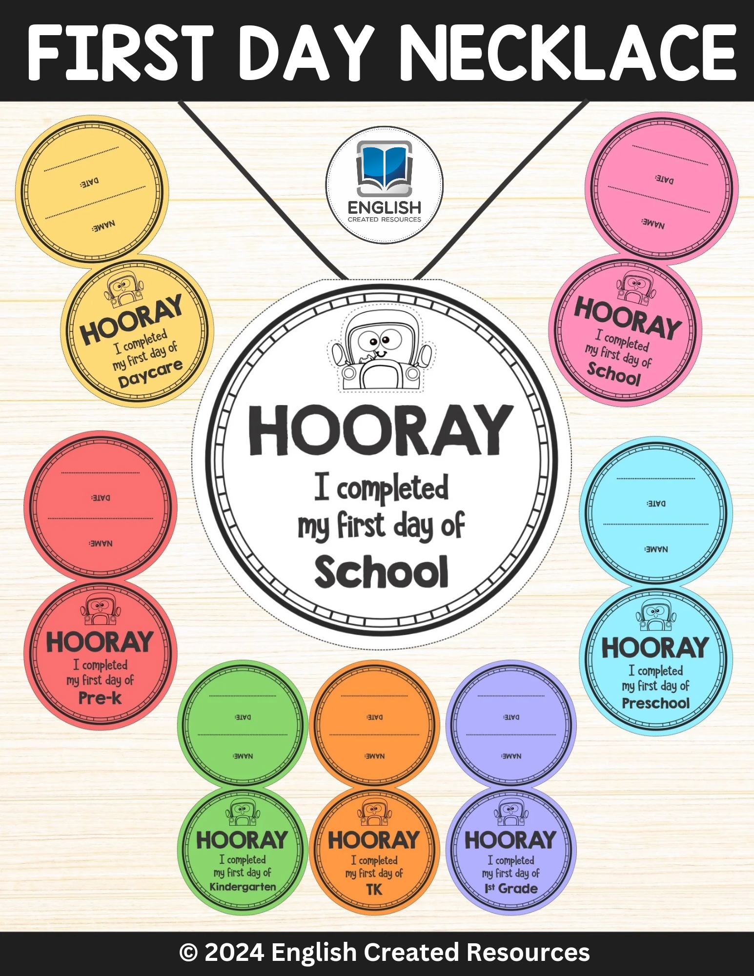 First Day of School Necklace – English Created Resources