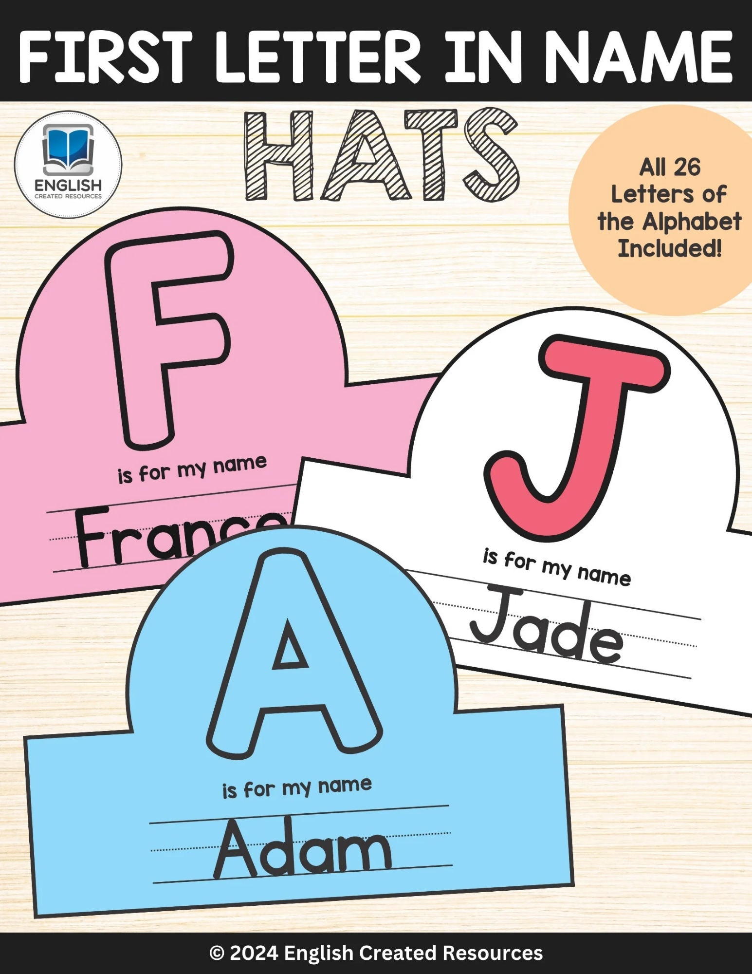 First Letter In Name Hats – English Created Resources