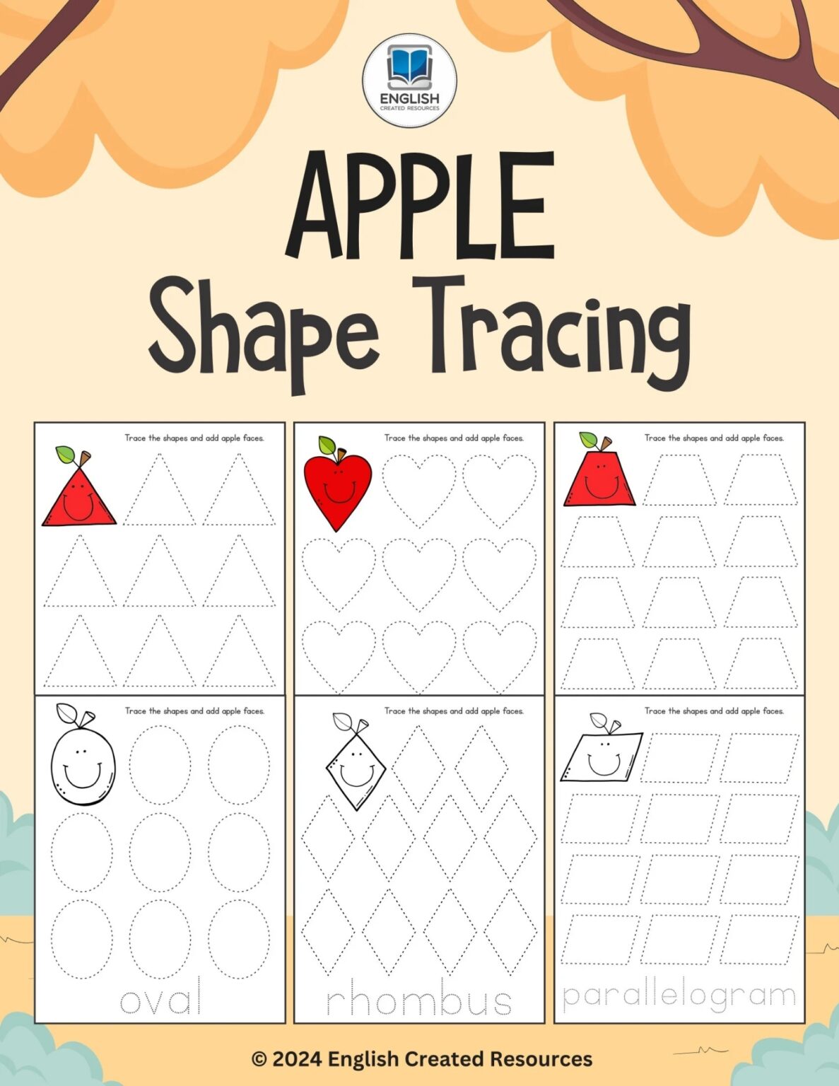 Apple Shape Tracing – English Created Resources