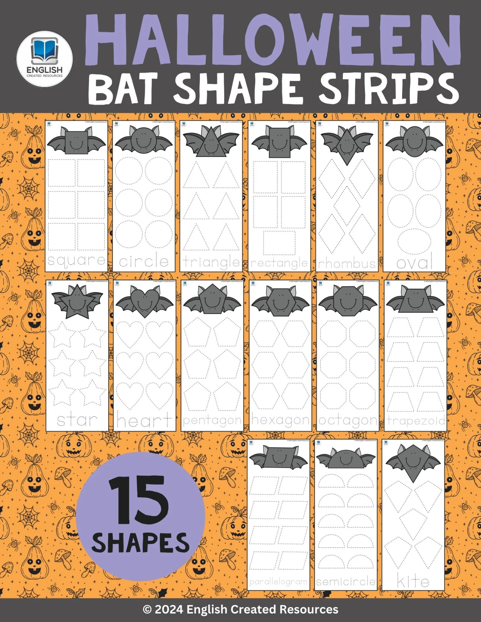 Halloween Bat Shape Tracing Strips – English Created Resources
