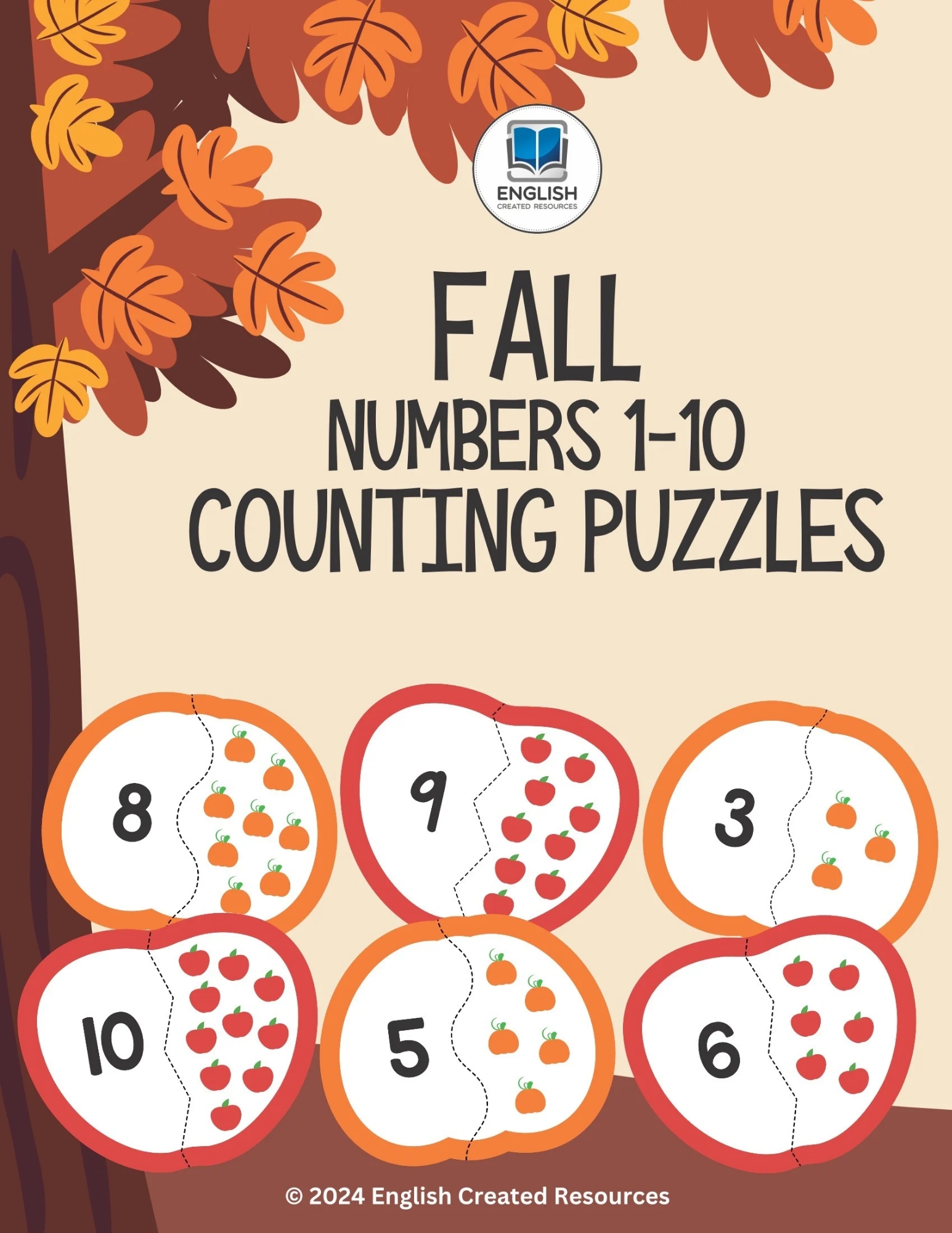 Fall Numbers Counting Puzzles – English Created Resources