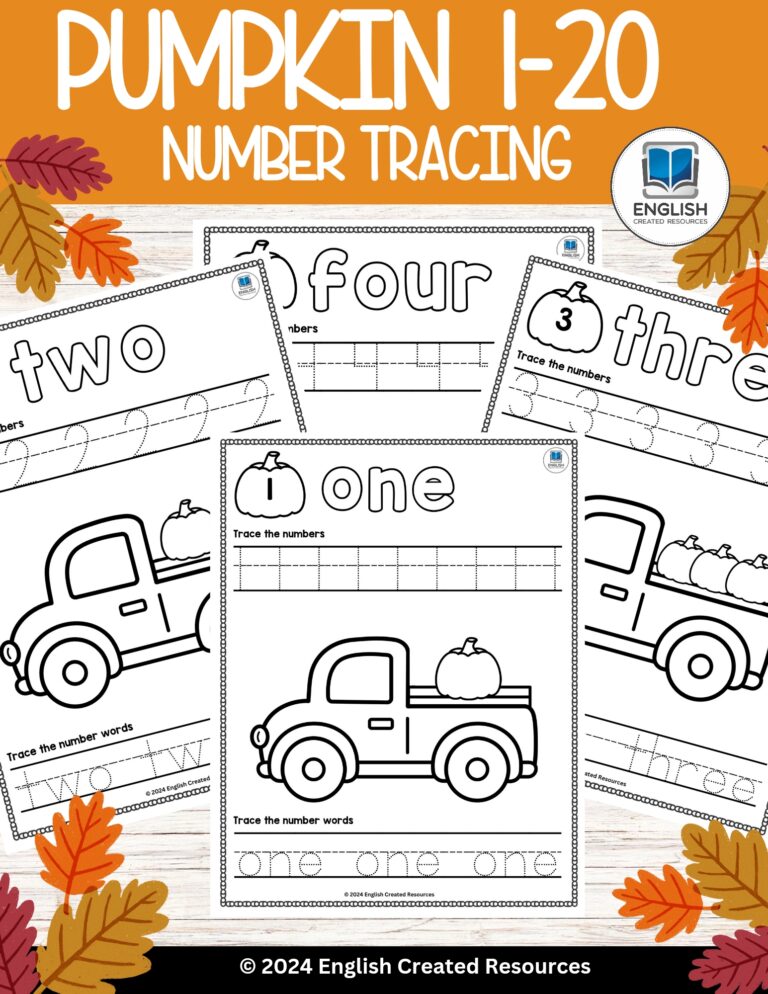 Pumpkin 1-20 Number Tracing – English Created Resources