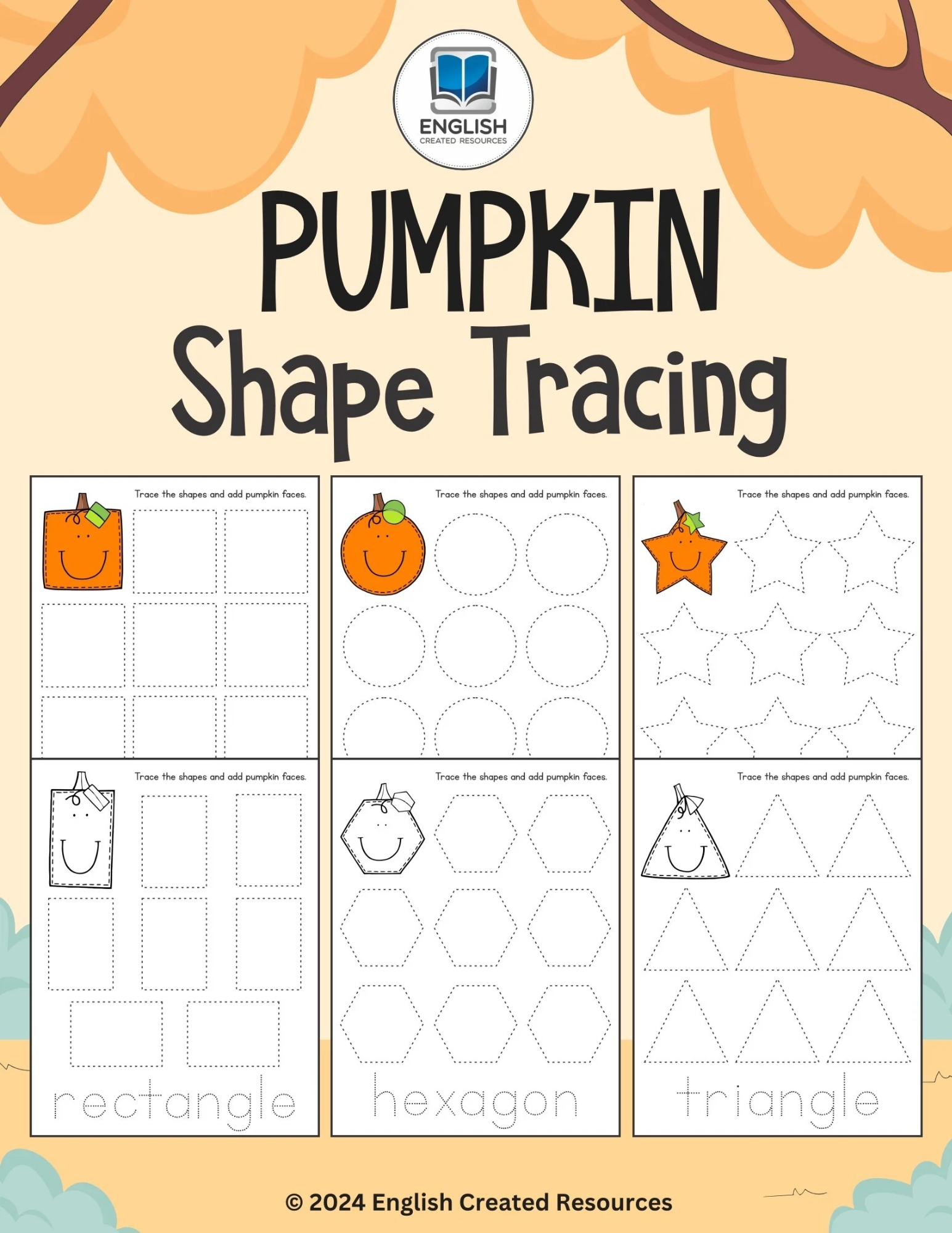 Pumpkin Shape Tracing – English Created Resources