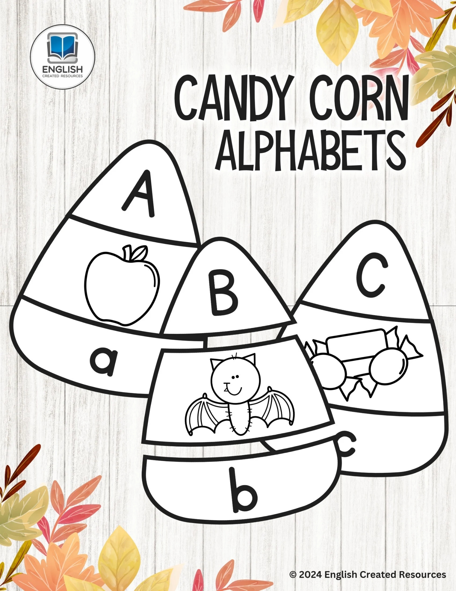 Candy Corn Alphabets Black And White – English Created Resources