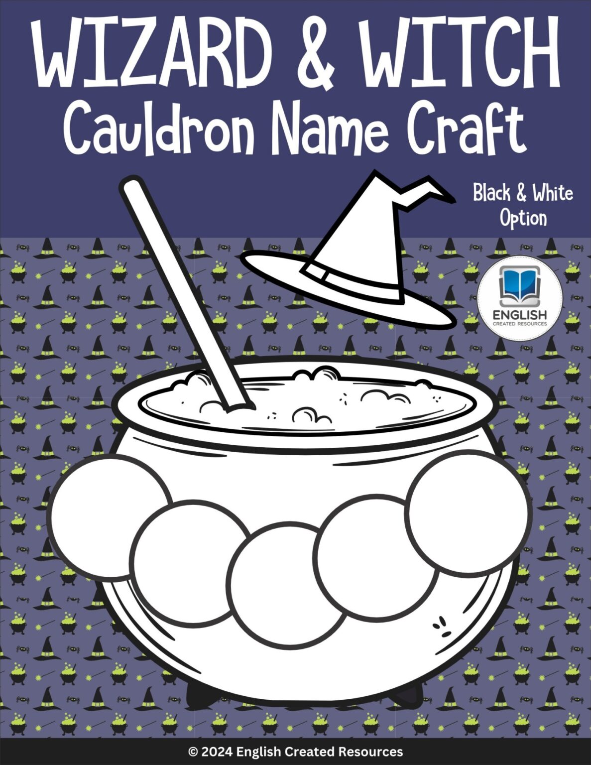 Cauldron Name Craft Black And White – English Created Resources