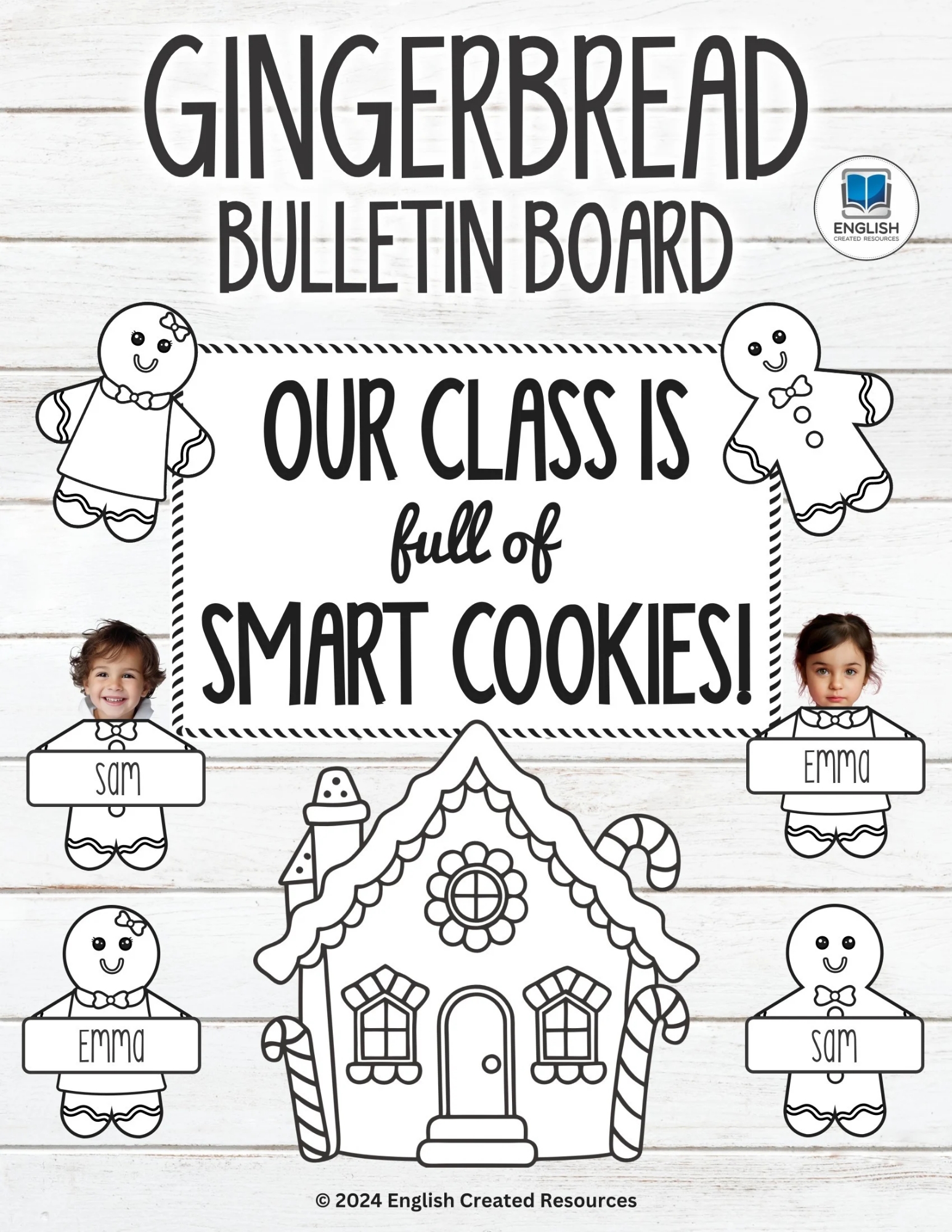 Gingerbread Bulletin Board Black and White – English Created Resources