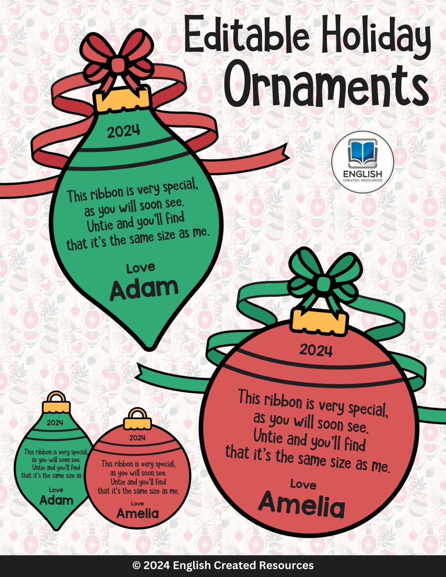Christmas Holiday Ornaments – English Created Resources