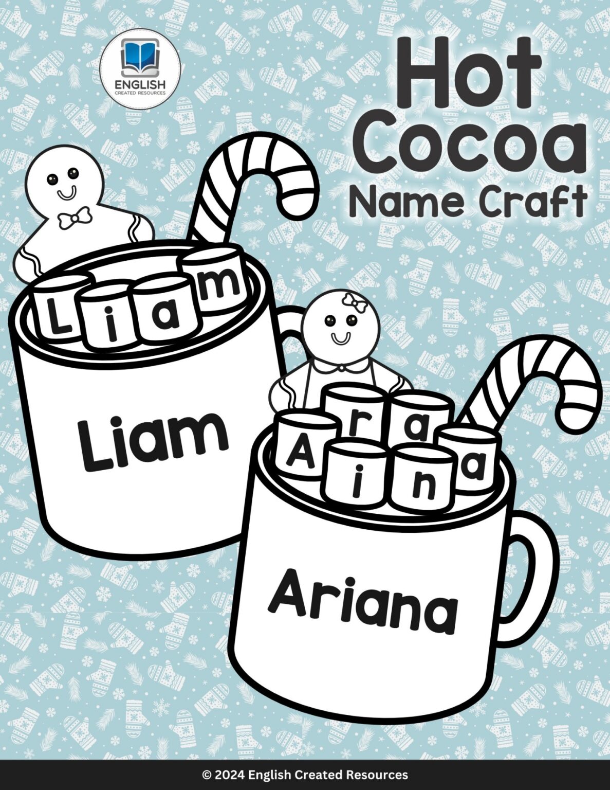 Hot Cocoa Name Craft Black and White – English Created Resources