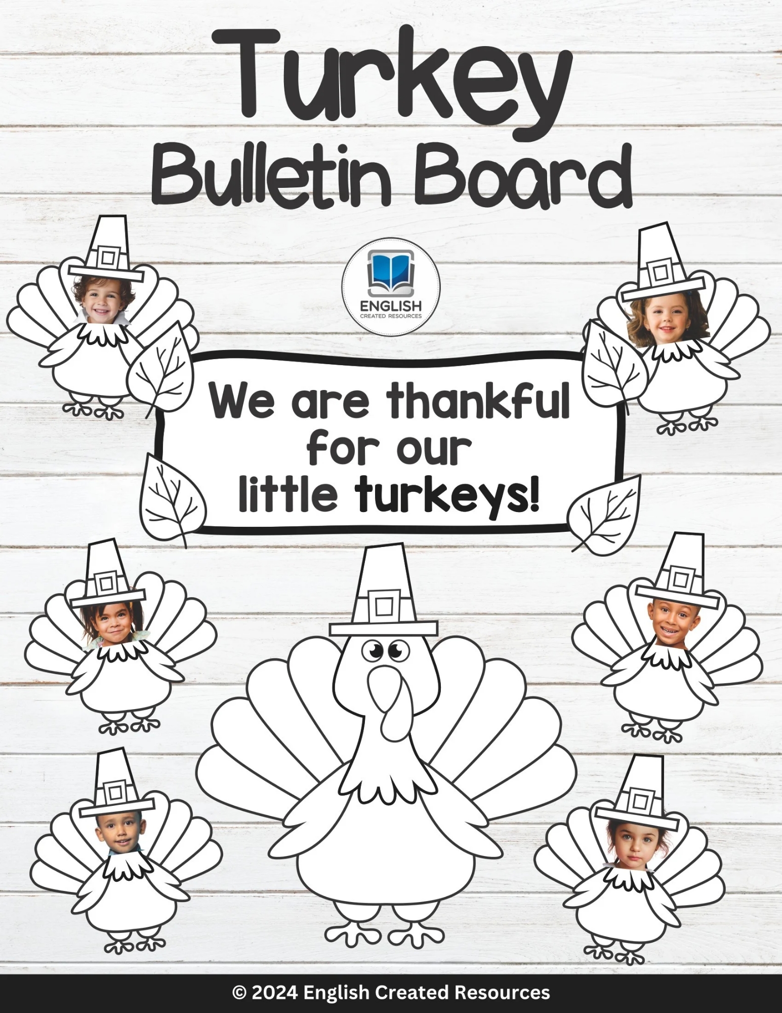 Turkey Bulletin Board Black and White – English Created Resources