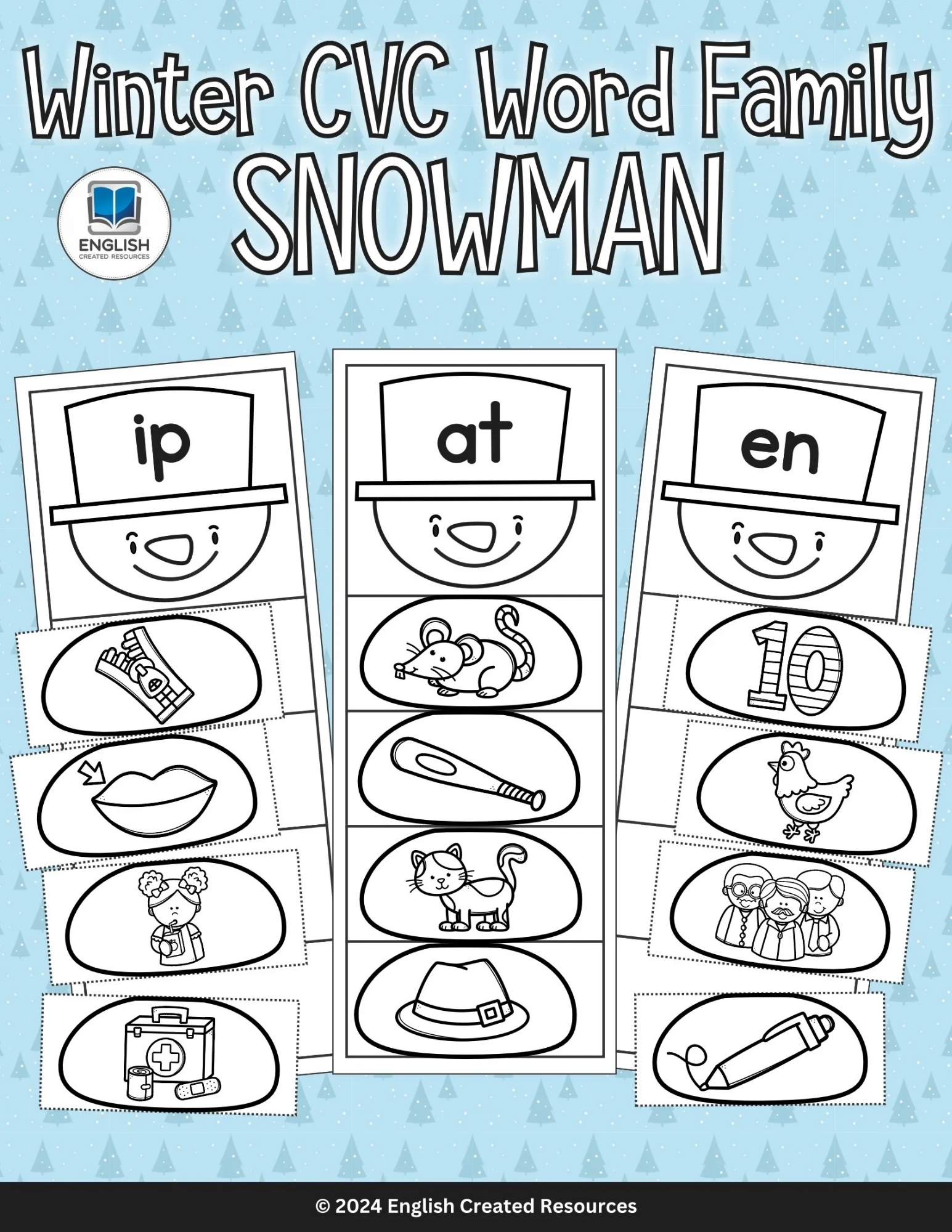 Snowman CVC Word Family – English Created Resources