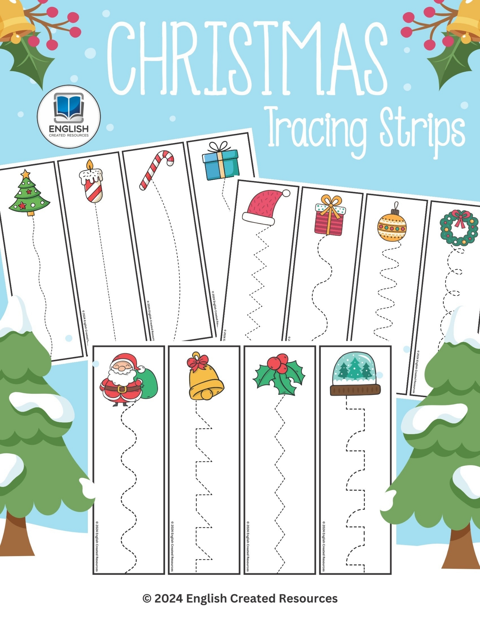 Christmas Tracing Strips – English Created Resources