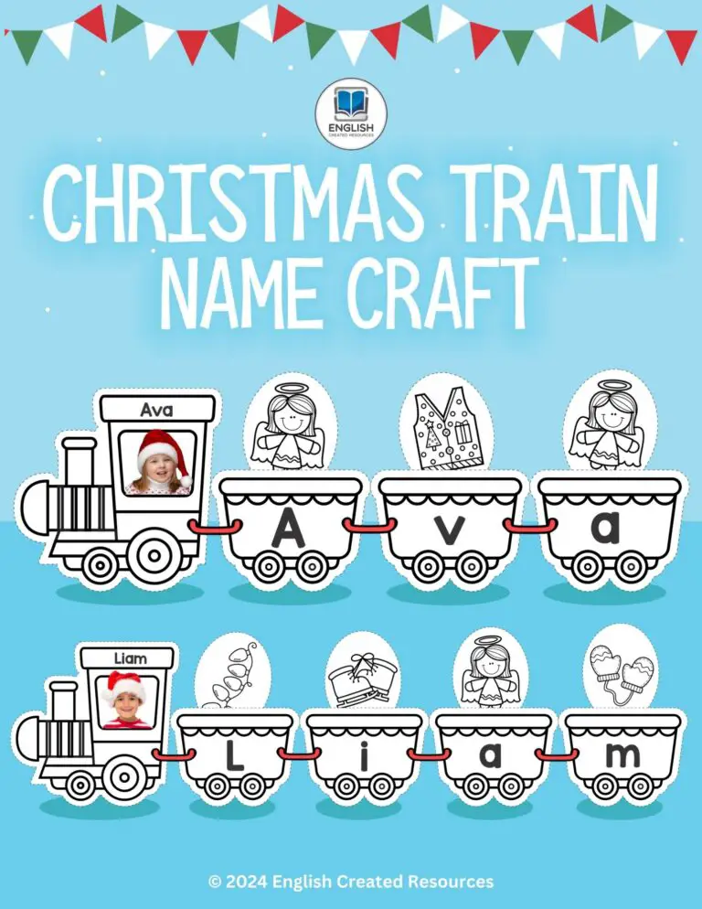 Christmas Train Name Craft Black and White – English Created Resources