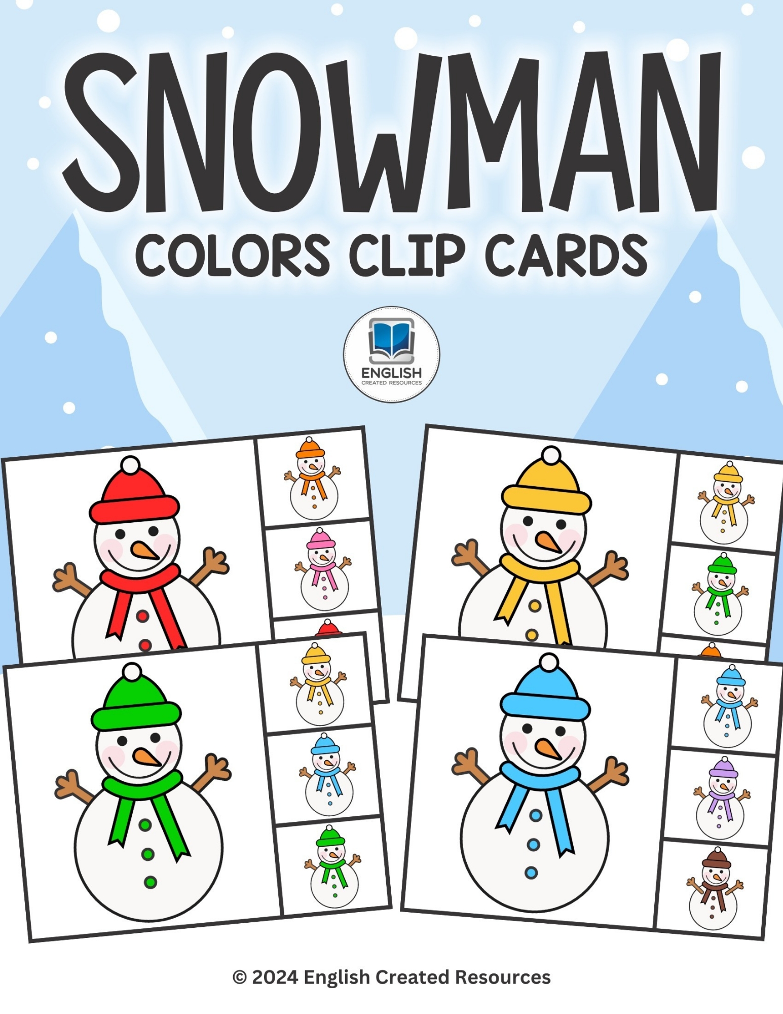 Snowman Colors Clip Cards – English Created Resources