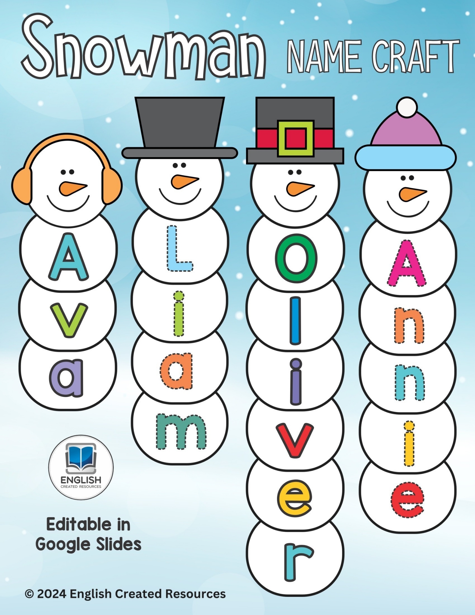 Snowman Name Craft – English Created Resources