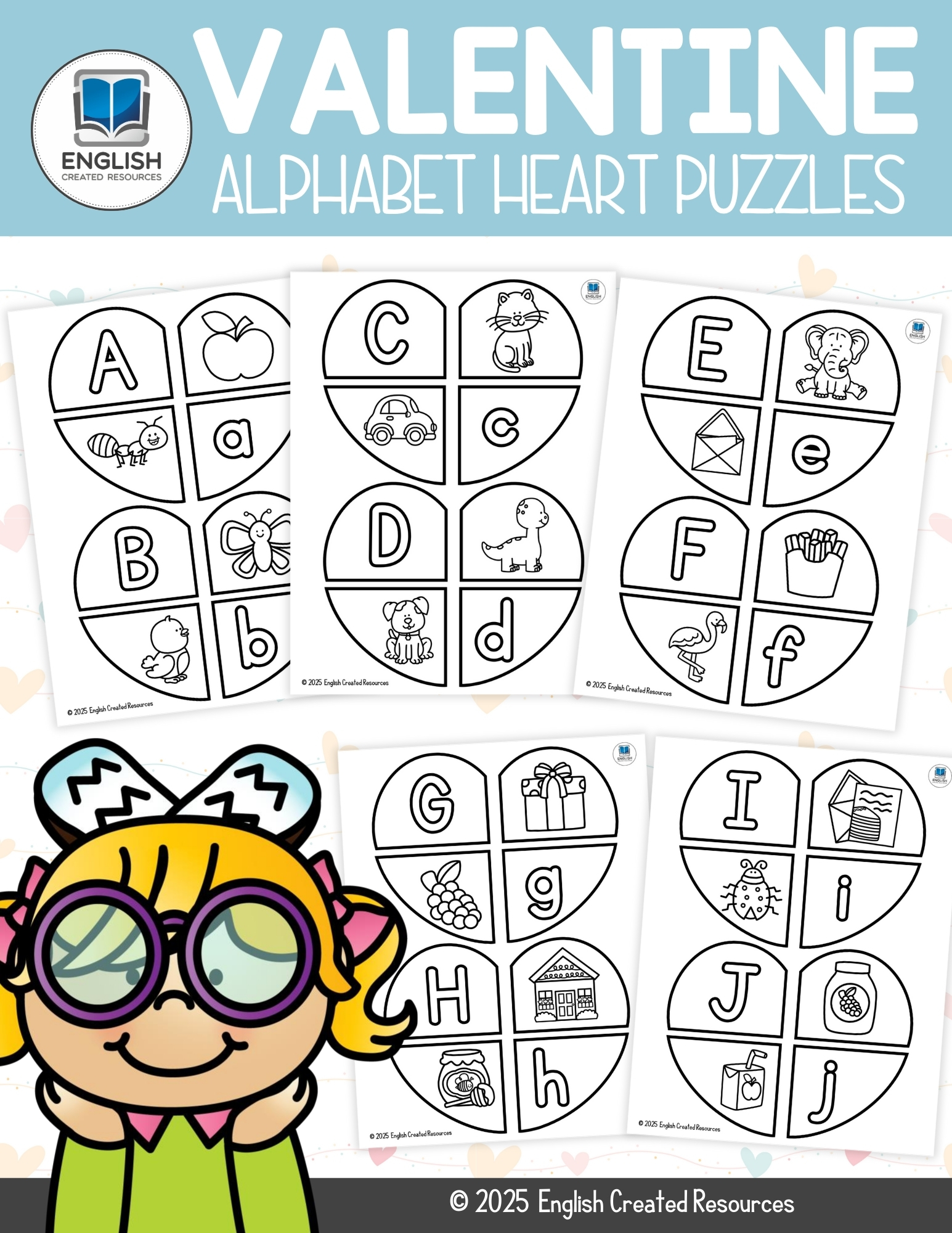 Valentine Alphabet Heart Puzzles – English Created Resources
