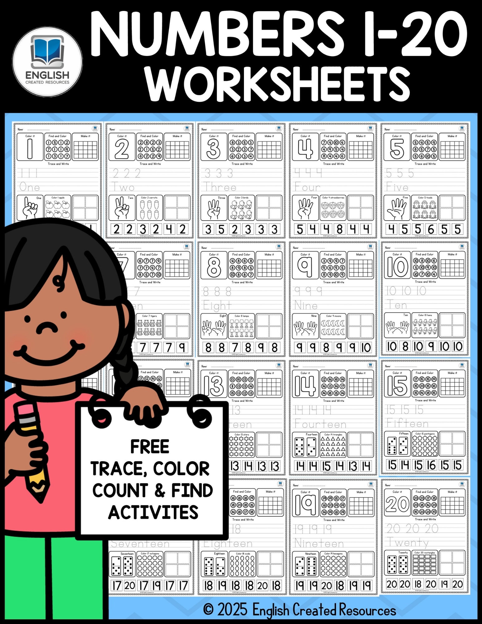 Numbers 1-20 Worksheets – English Created Resources