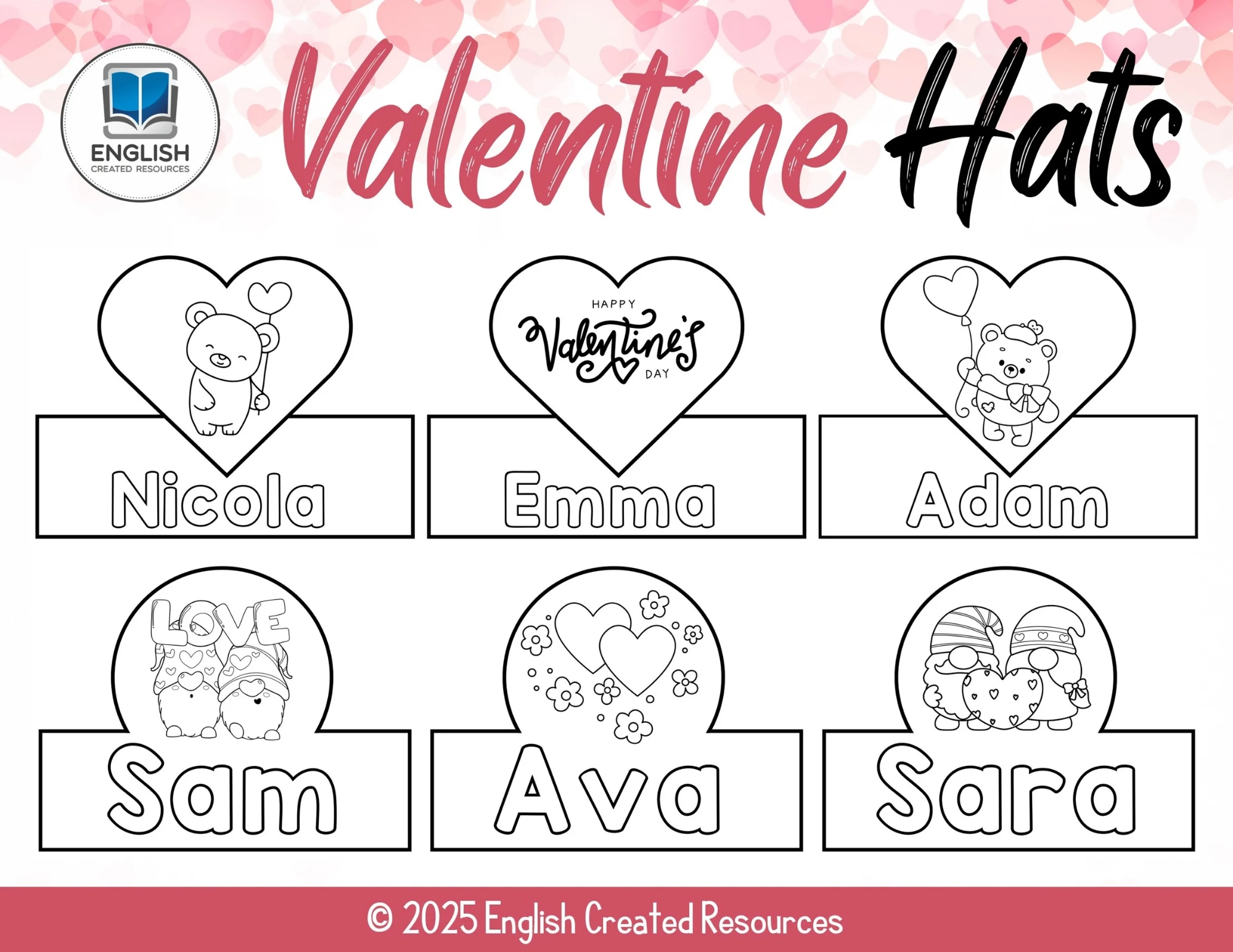 Valentine Hats Craft – English Created Resources
