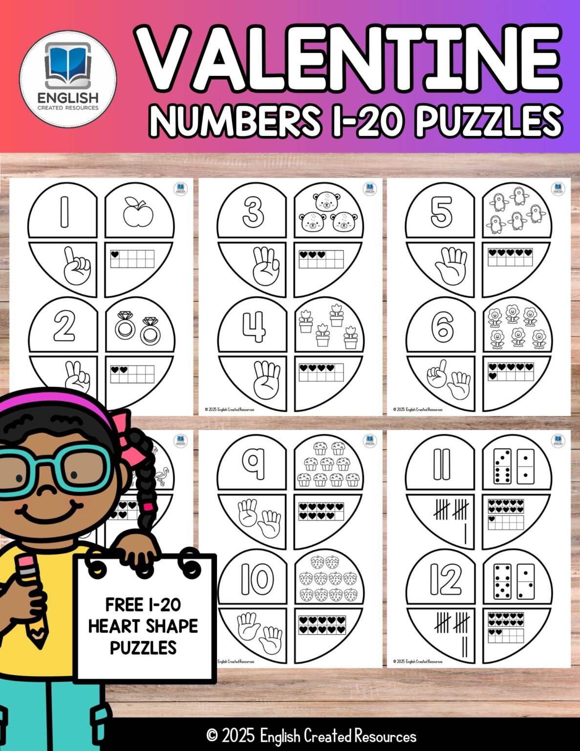 Valentine Number Puzzles – English Created Resources