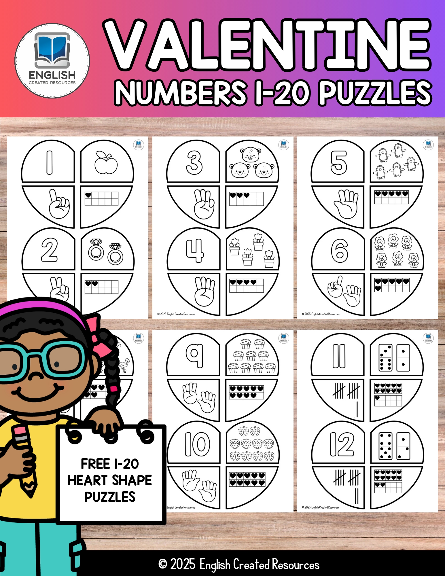 Valentine Number Puzzles – English Created Resources