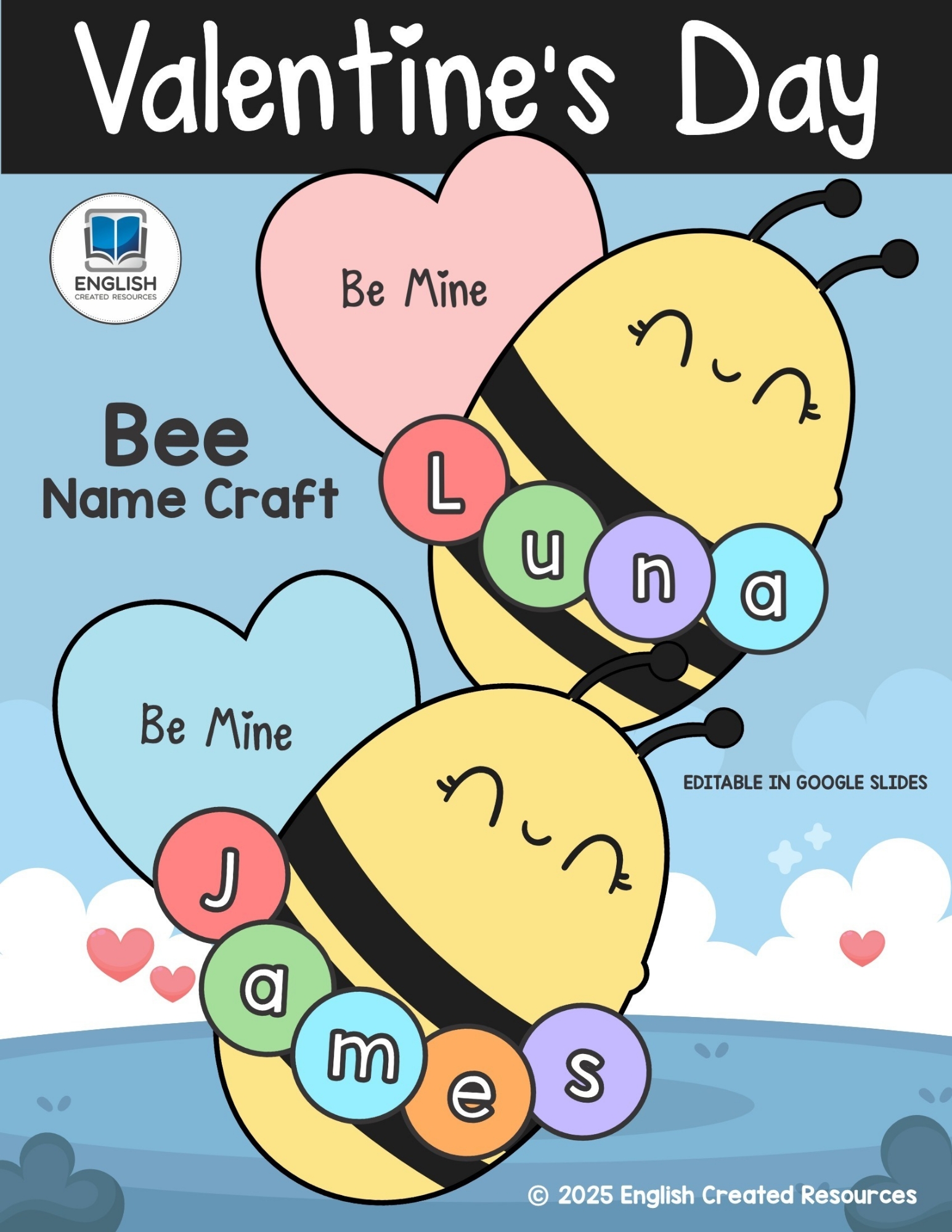 Valentine’s Day Bee Name Craft – English Created Resources