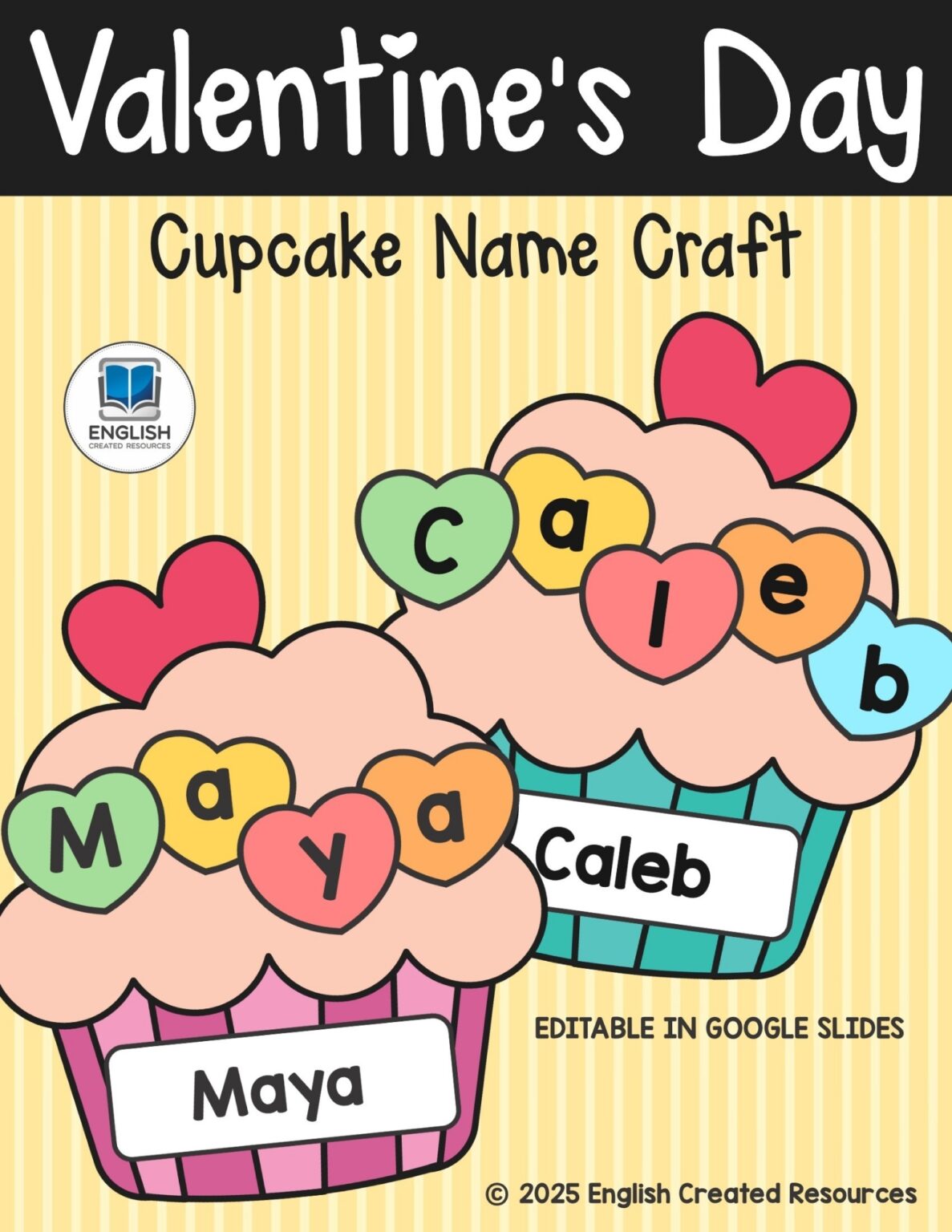 Valentine’s Day Cupcake Name Craft – English Created Resources