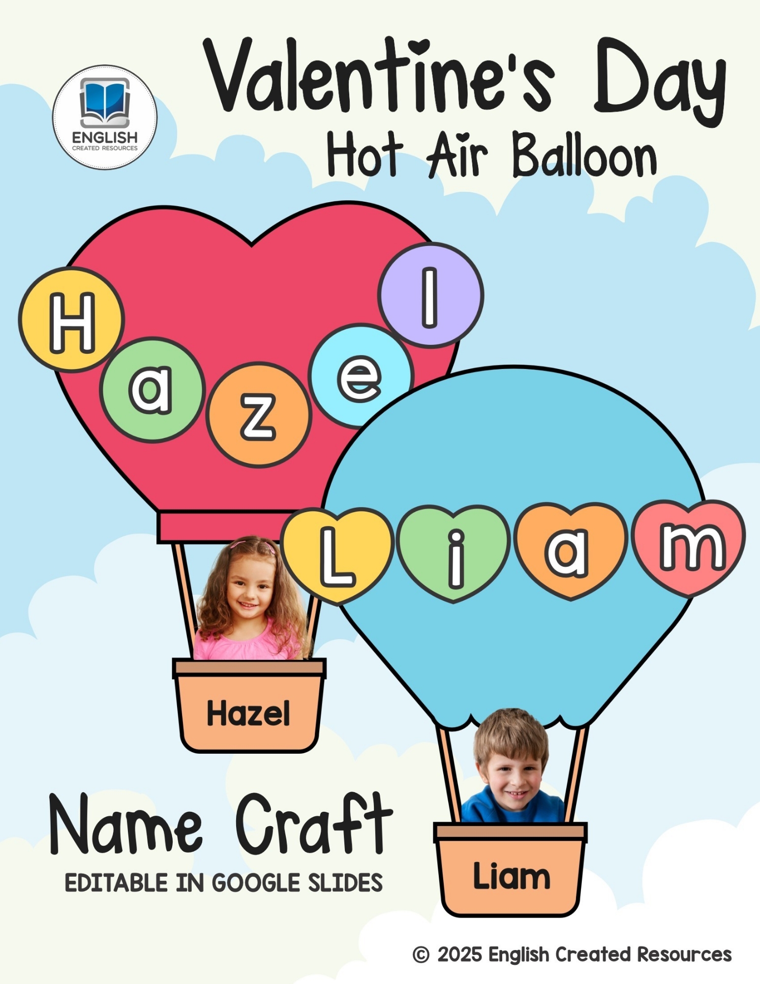 Valentine’s Day Hot Air Balloon Name Craft – English Created Resources