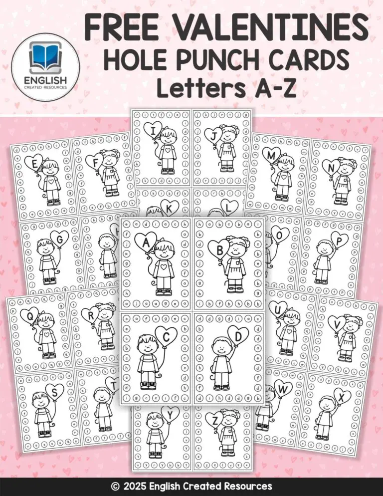Valentines Letter Hole Punch Cards – English Created Resources