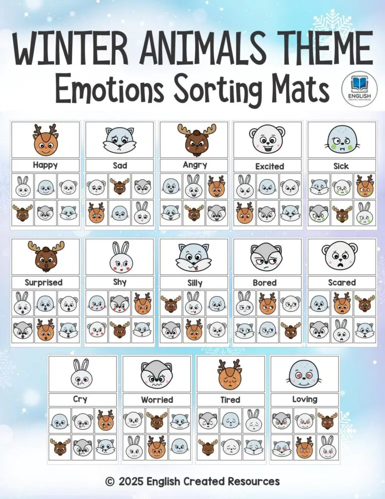Winter Animals Emotion Sorting Mats – English Created Resources