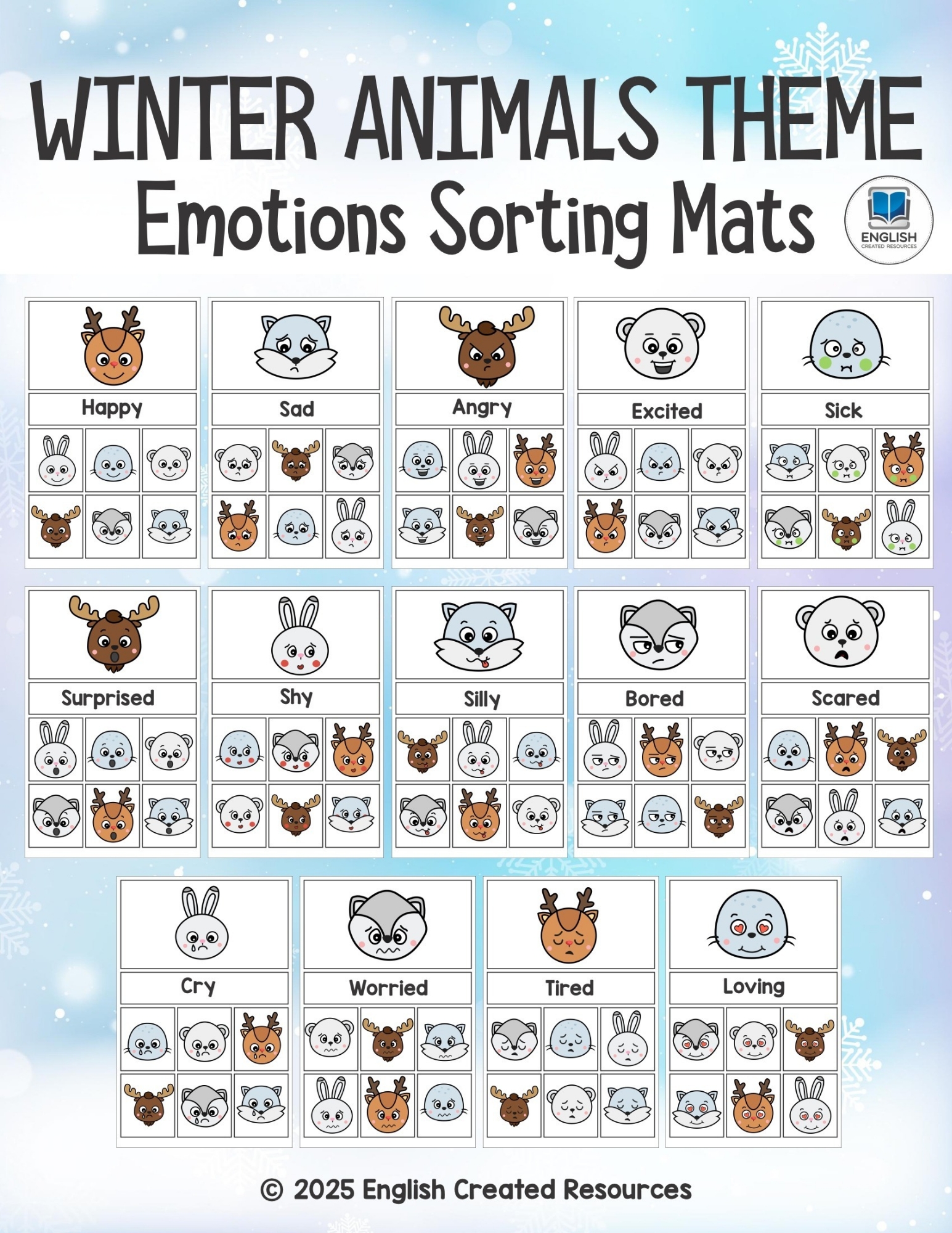 Winter Animals Emotion Sorting Mats – English Created Resources