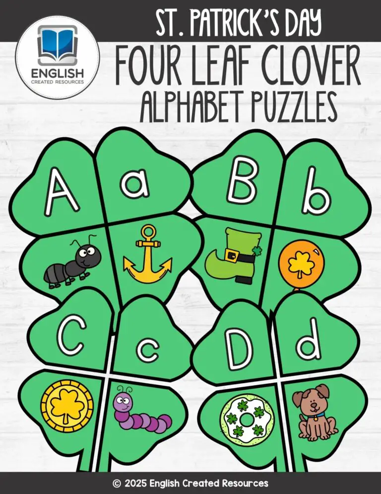 St. Patrick’s Day Four Leaf Clover Alphabet Puzzles – English Created ...