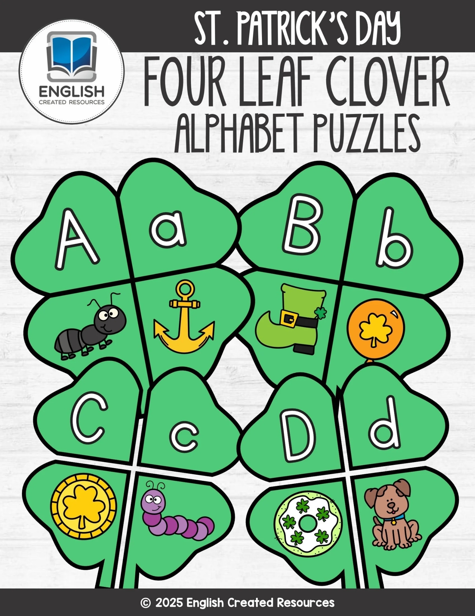 St. Patrick’s Day Four Leaf Clover Alphabet Puzzles – English Created ...