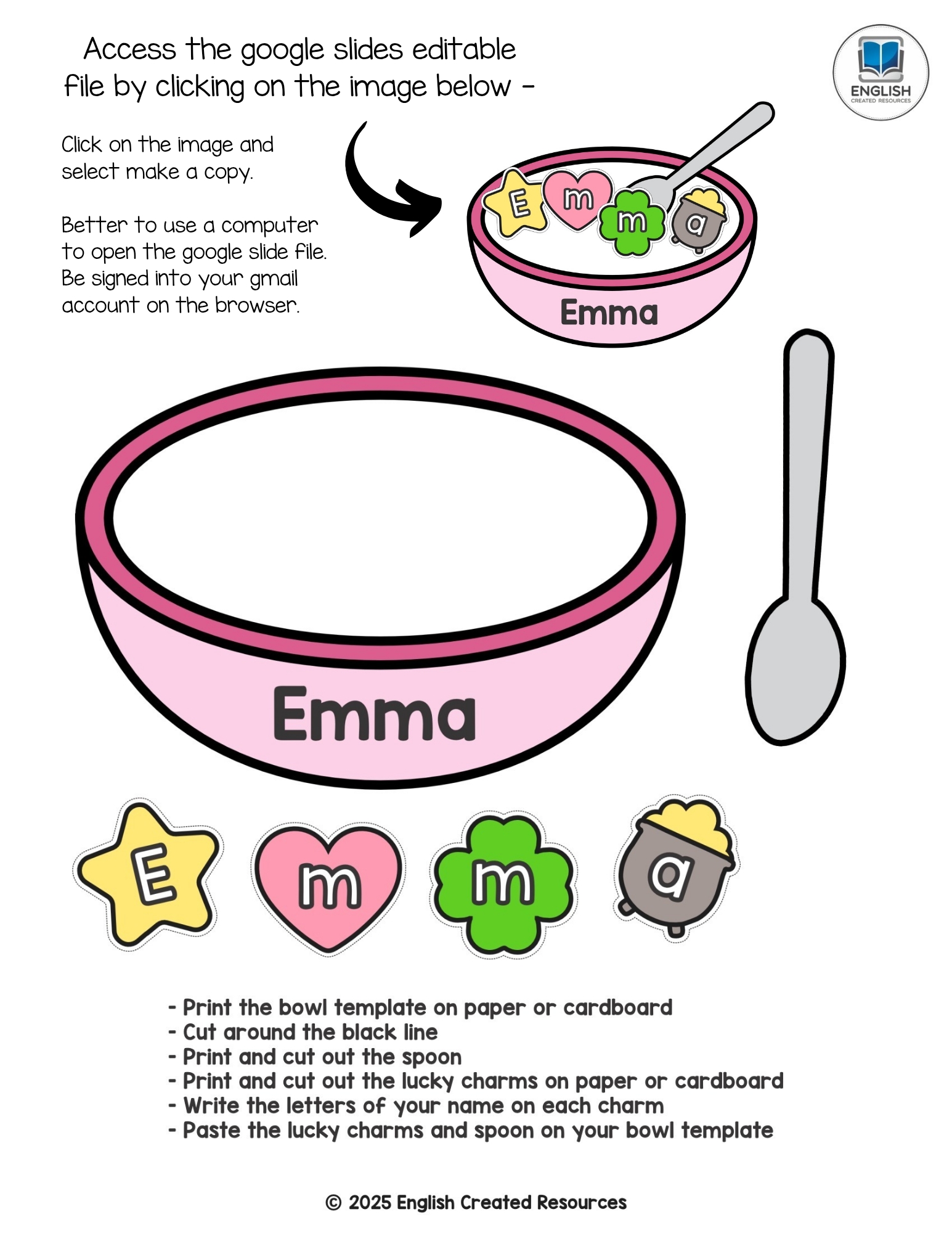Lucky Charms Name Craft – English Created Resources