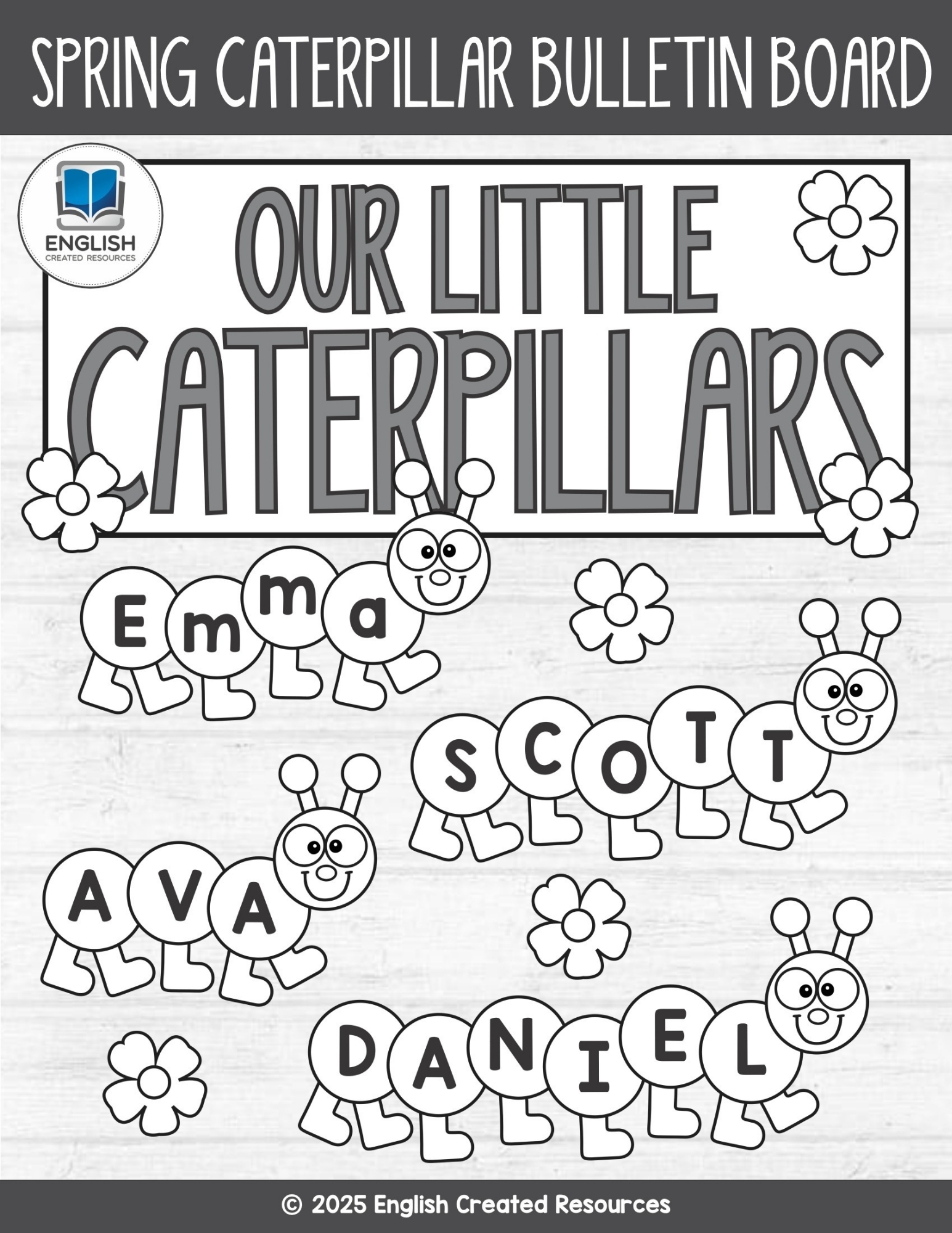 Spring Caterpillar Bulletin Board Black and White – English Created ...