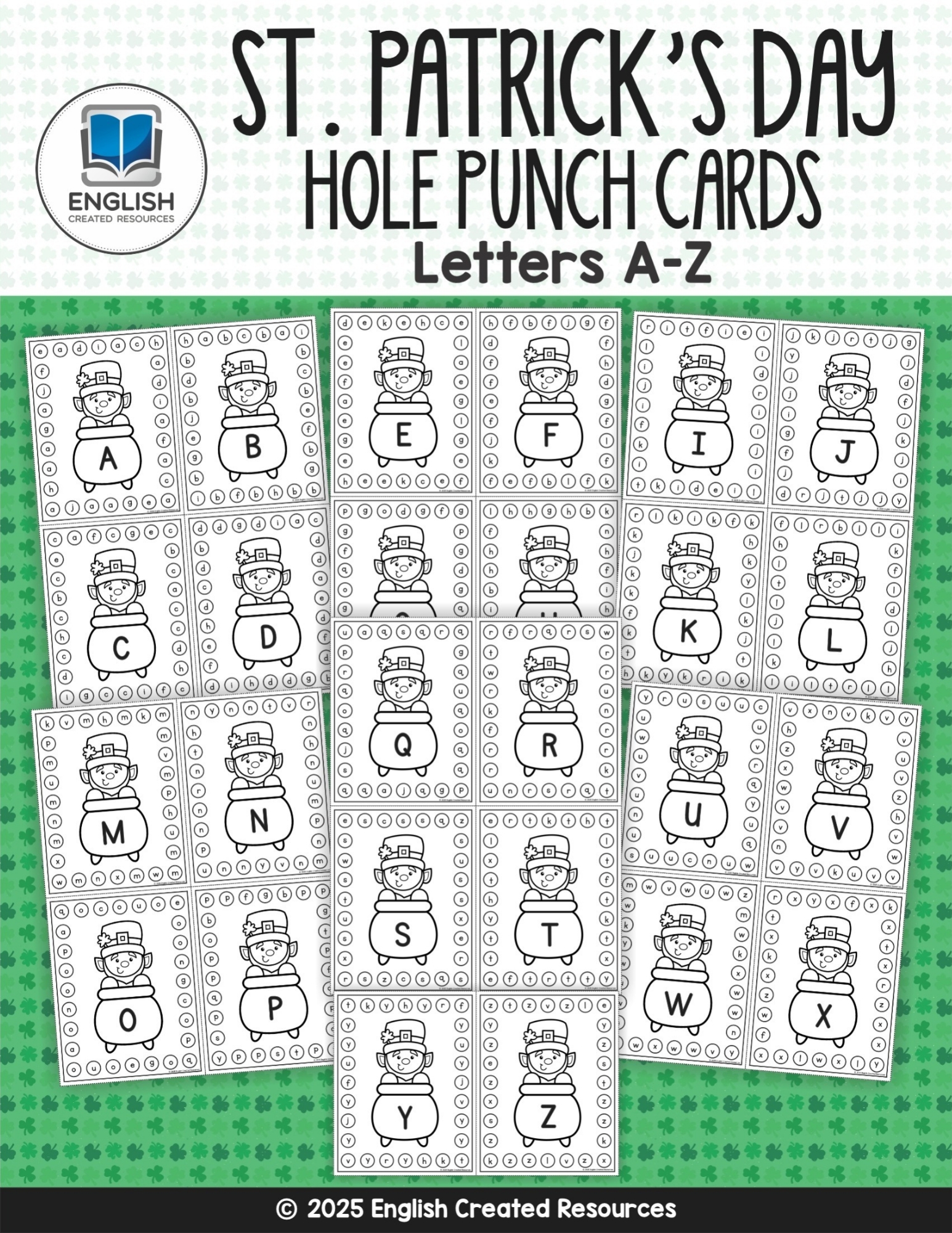 St Patrick’s Day Letter Hole Punch Cards – English Created Resources