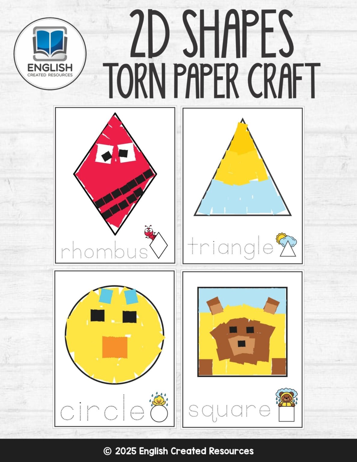 2D Shapes Torn Paper Craft – English Created Resources