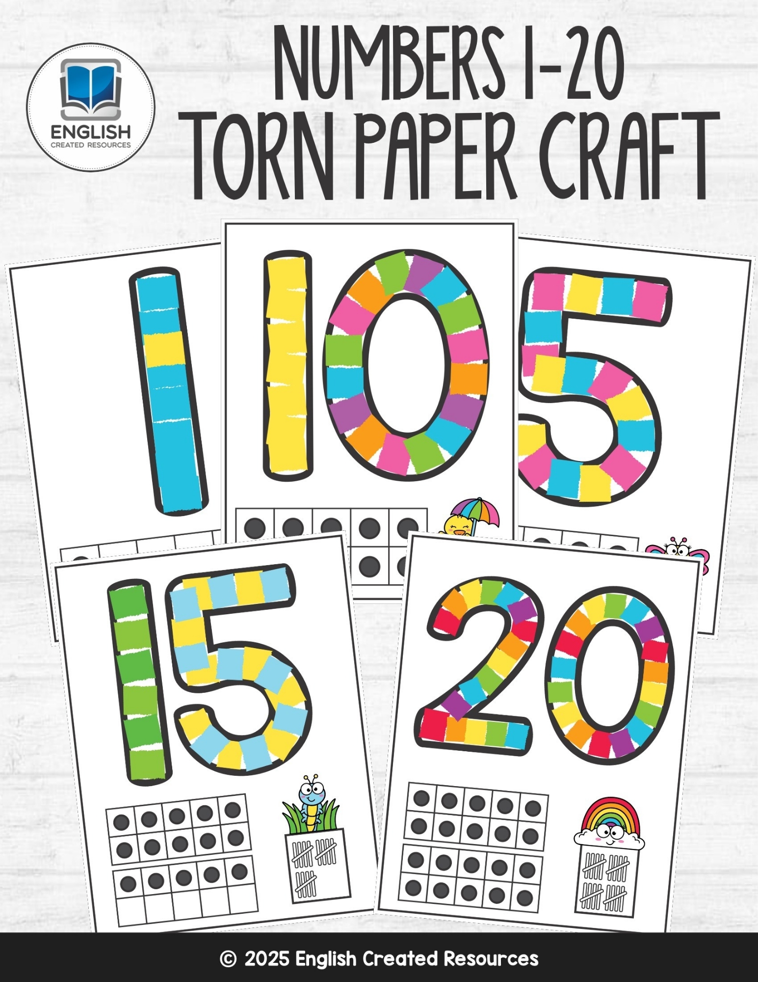 Numbers Torn Paper Craft – English Created Resources