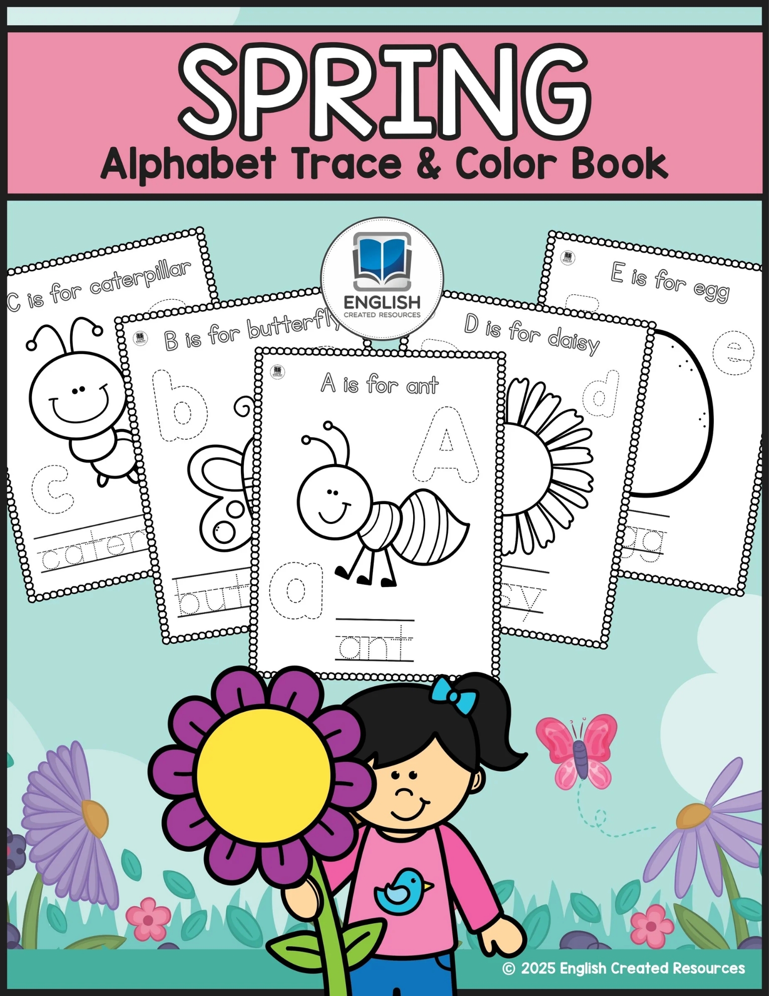 Spring Alphabet Trace And Color Book – English Created Resources