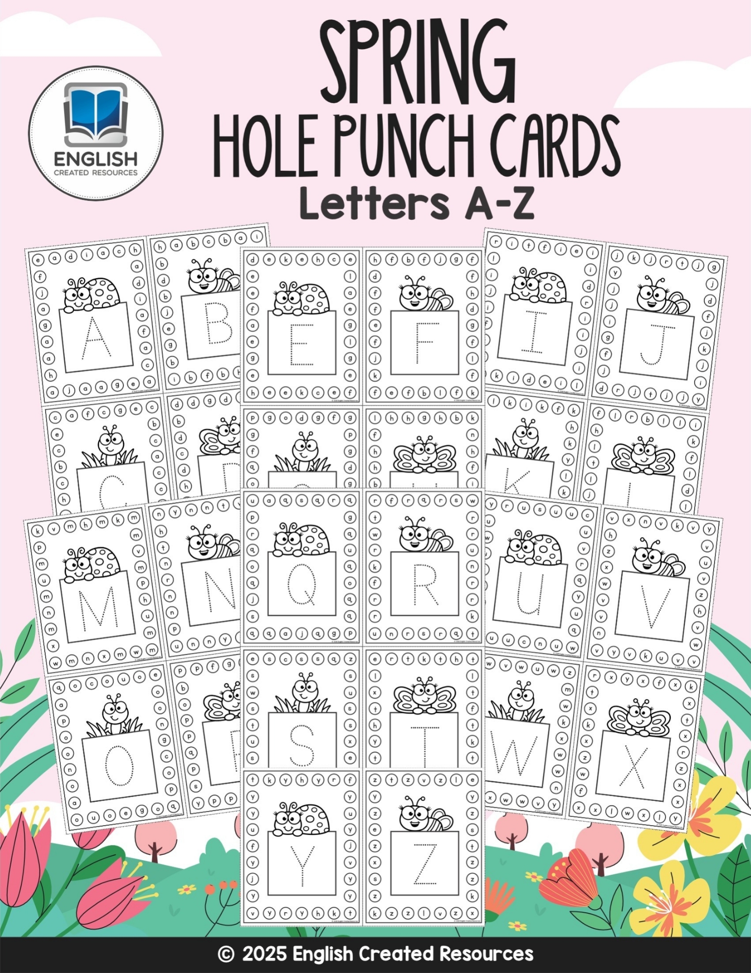 Spring Letter Hole Punch Cards – English Created Resources