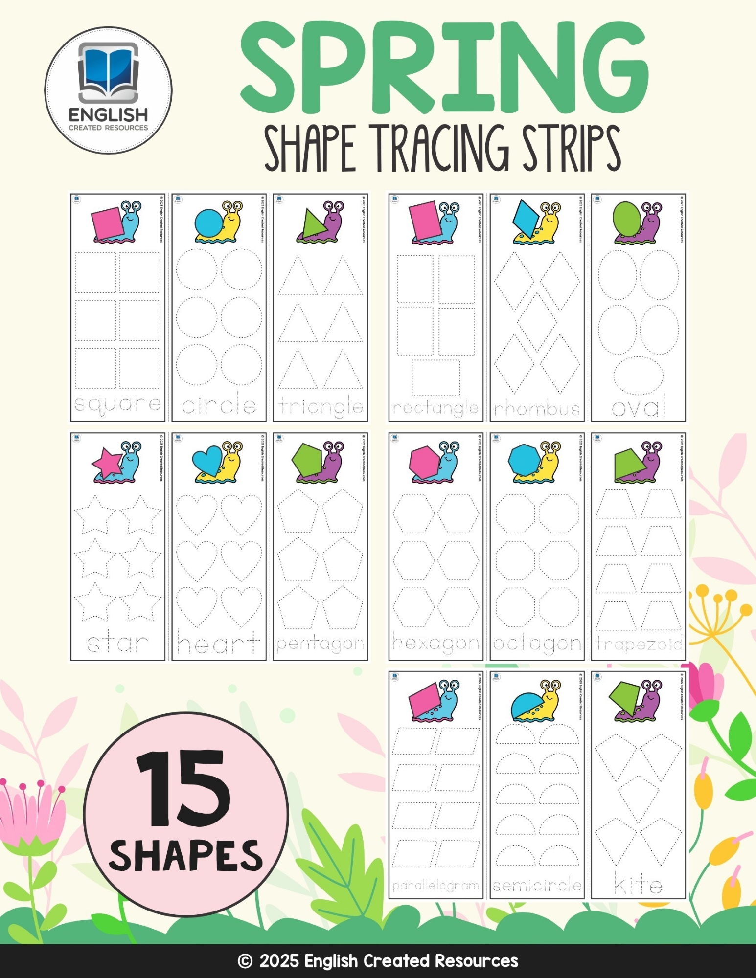 Spring Shape Tracing Strips – English Created Resources