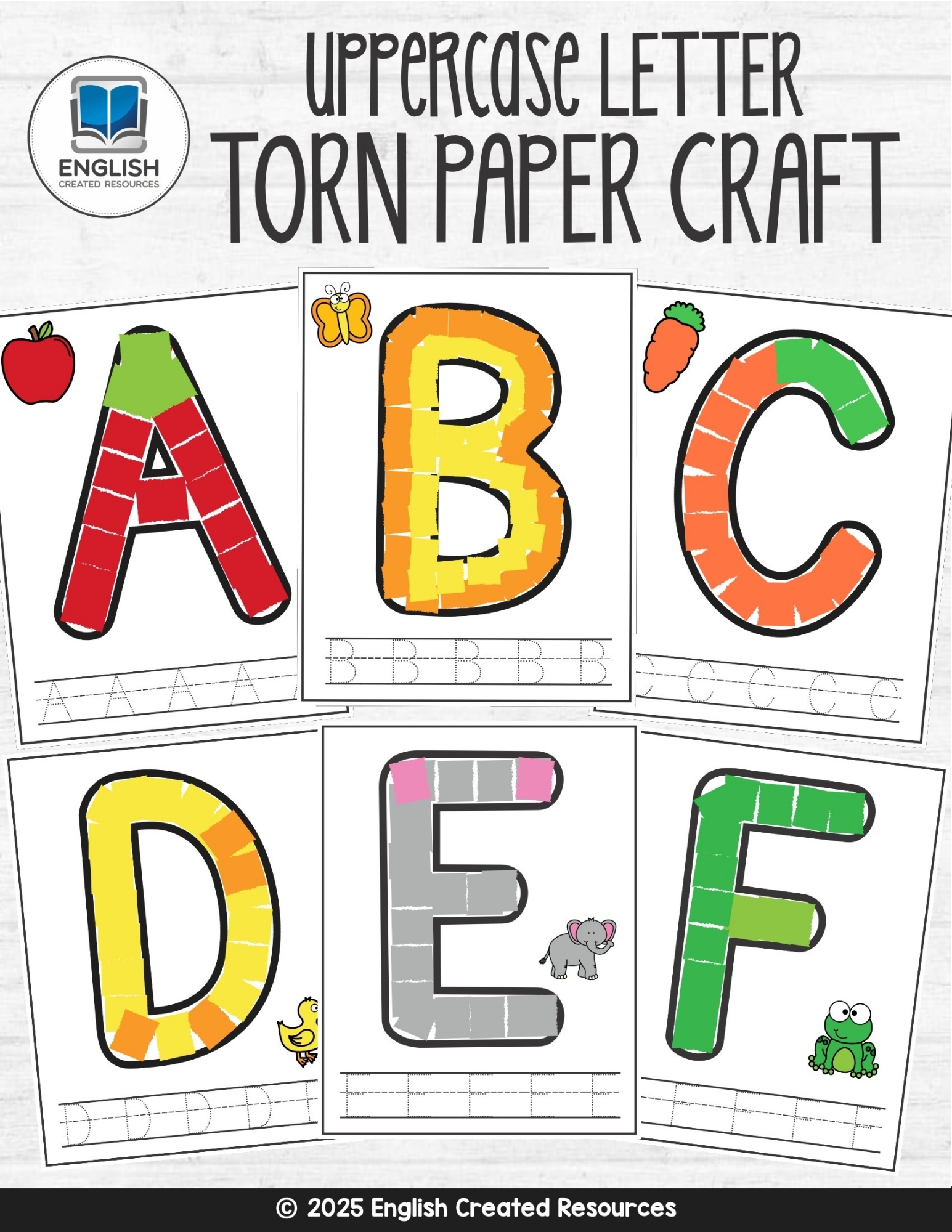 Uppercase Letter Torn Paper Craft – English Created Resources