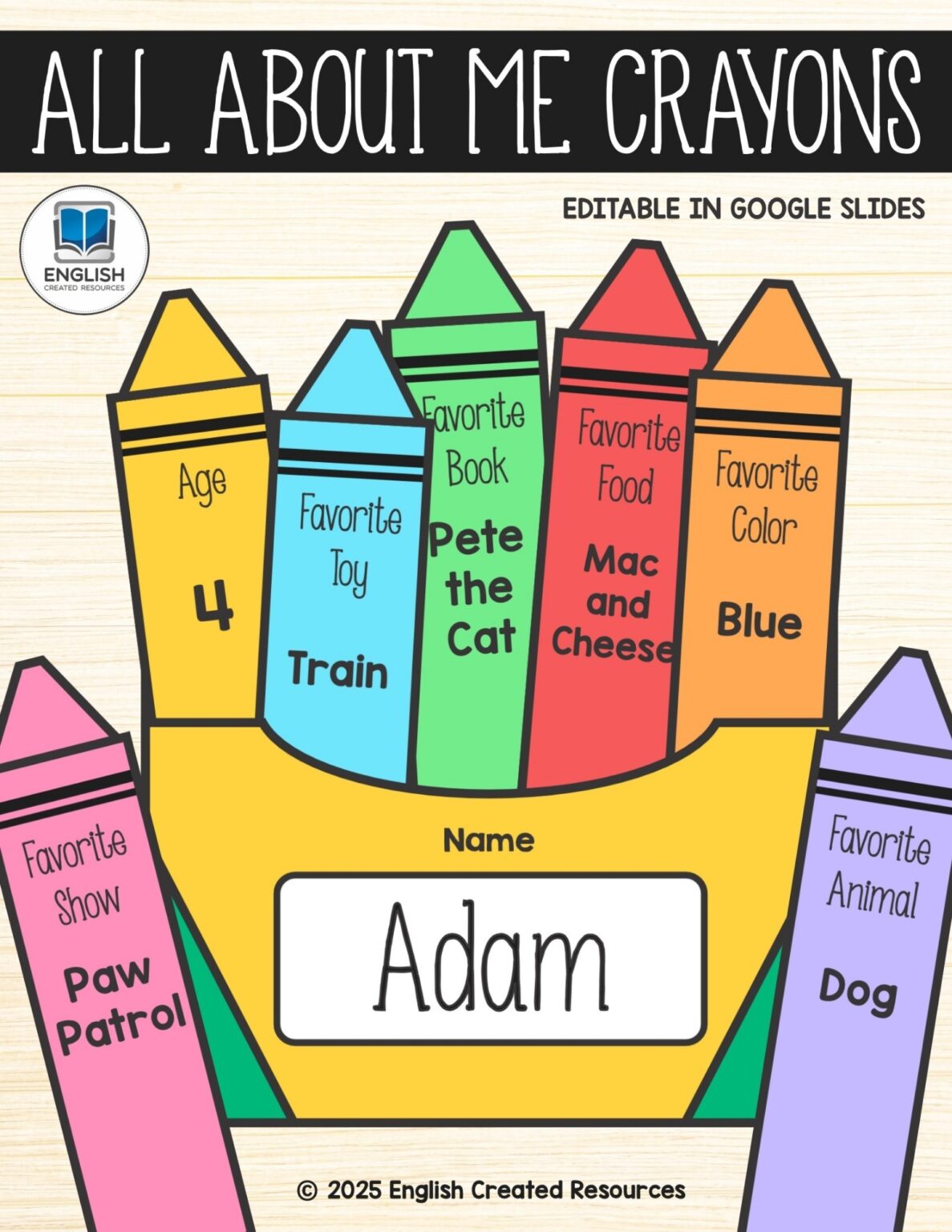 All About Me Crayons – English Created Resources