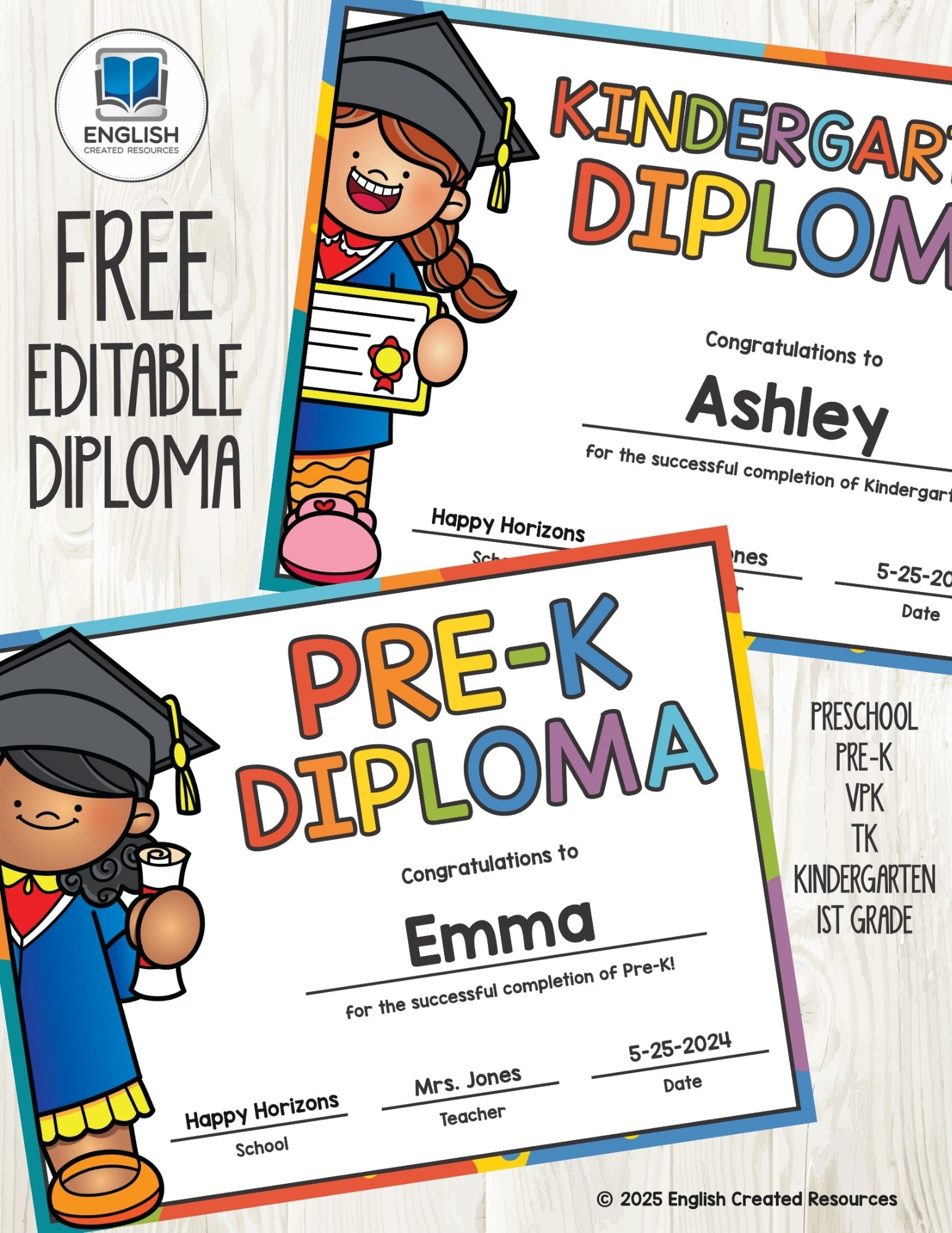 Editable Diploma – English Created Resources
