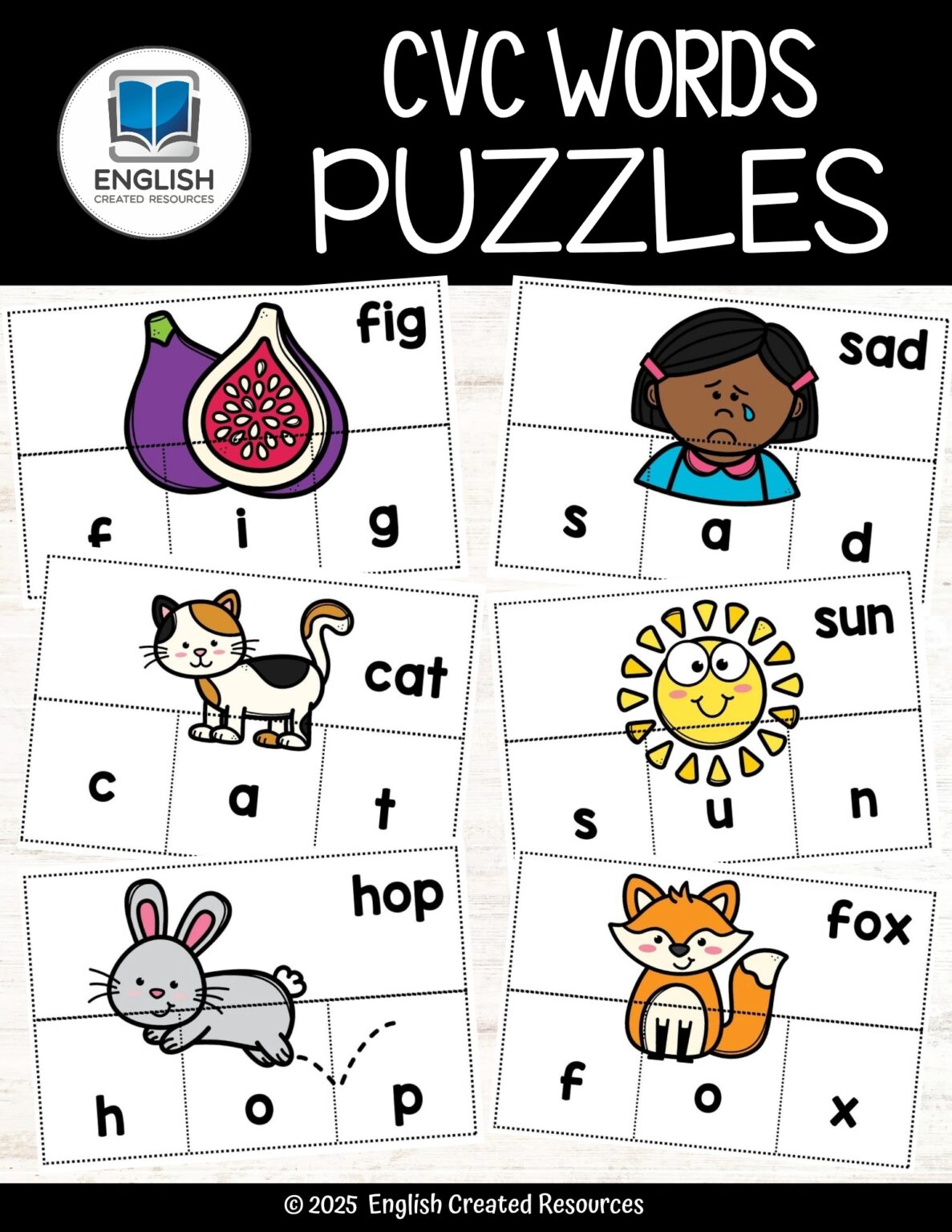 CVC Words Puzzles – English Created Resources