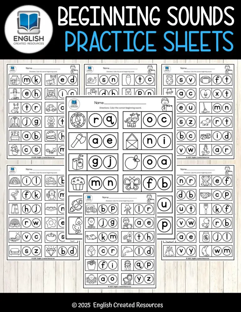 Beginning Sounds Practice Sheets – English Created Resources
